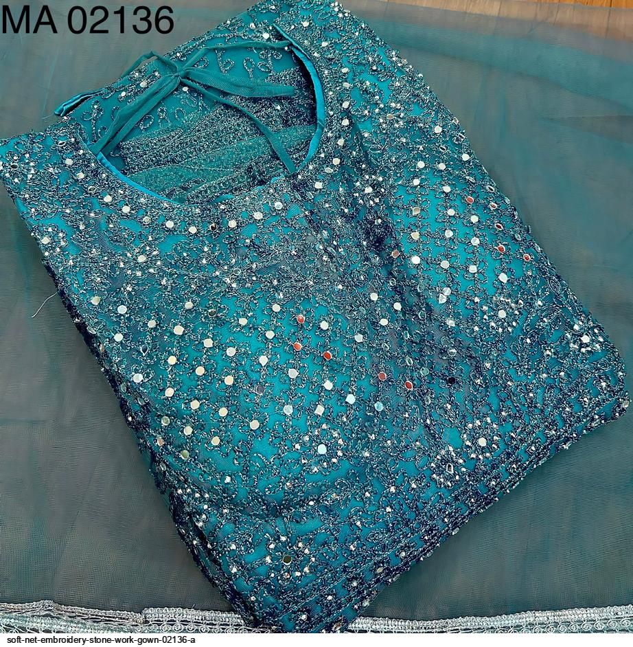 SOFT NET EMBROIDERY STONE WORK GOWN 02136