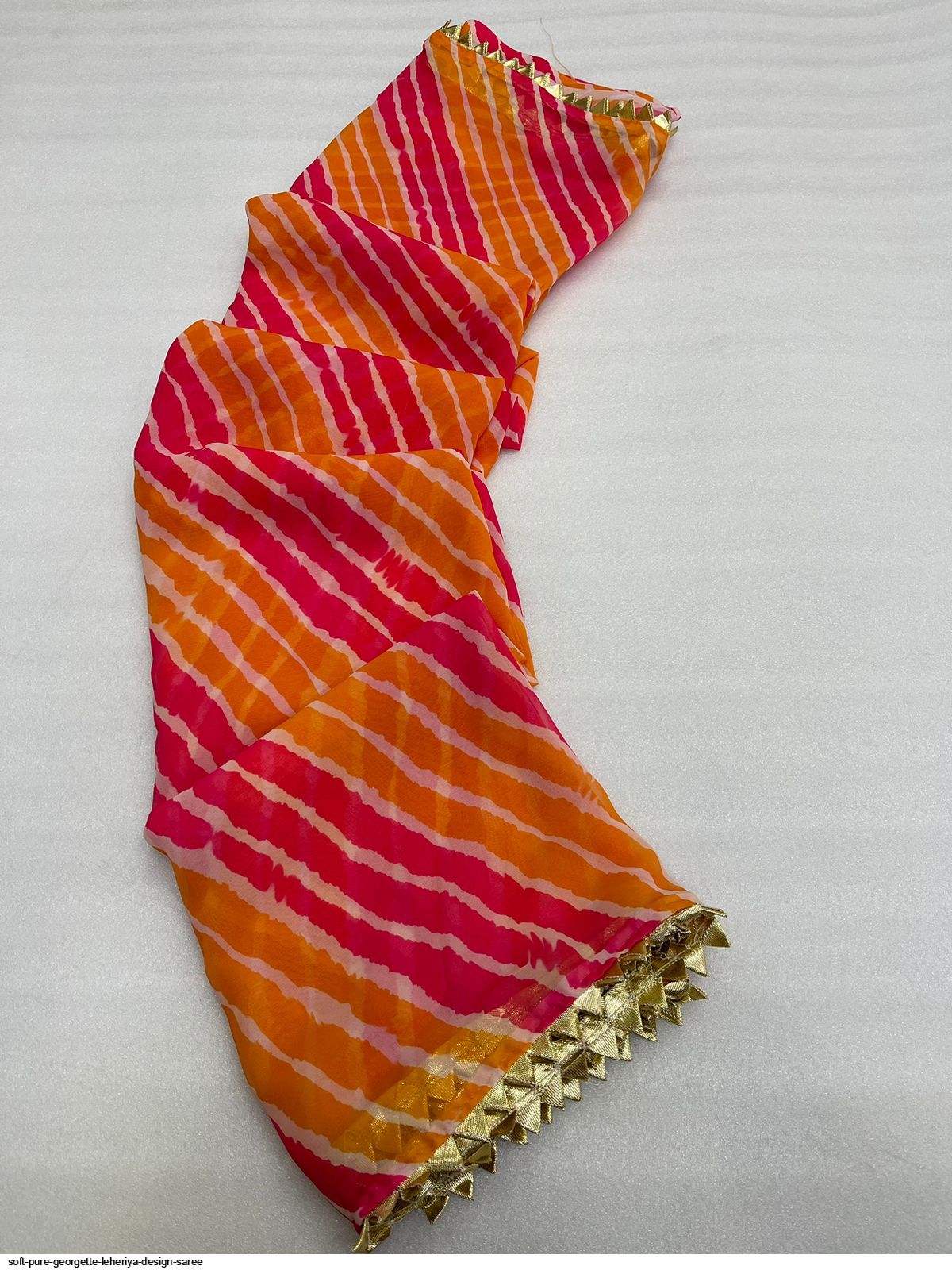 Soft Pure Georgette Leheriya Design Saree