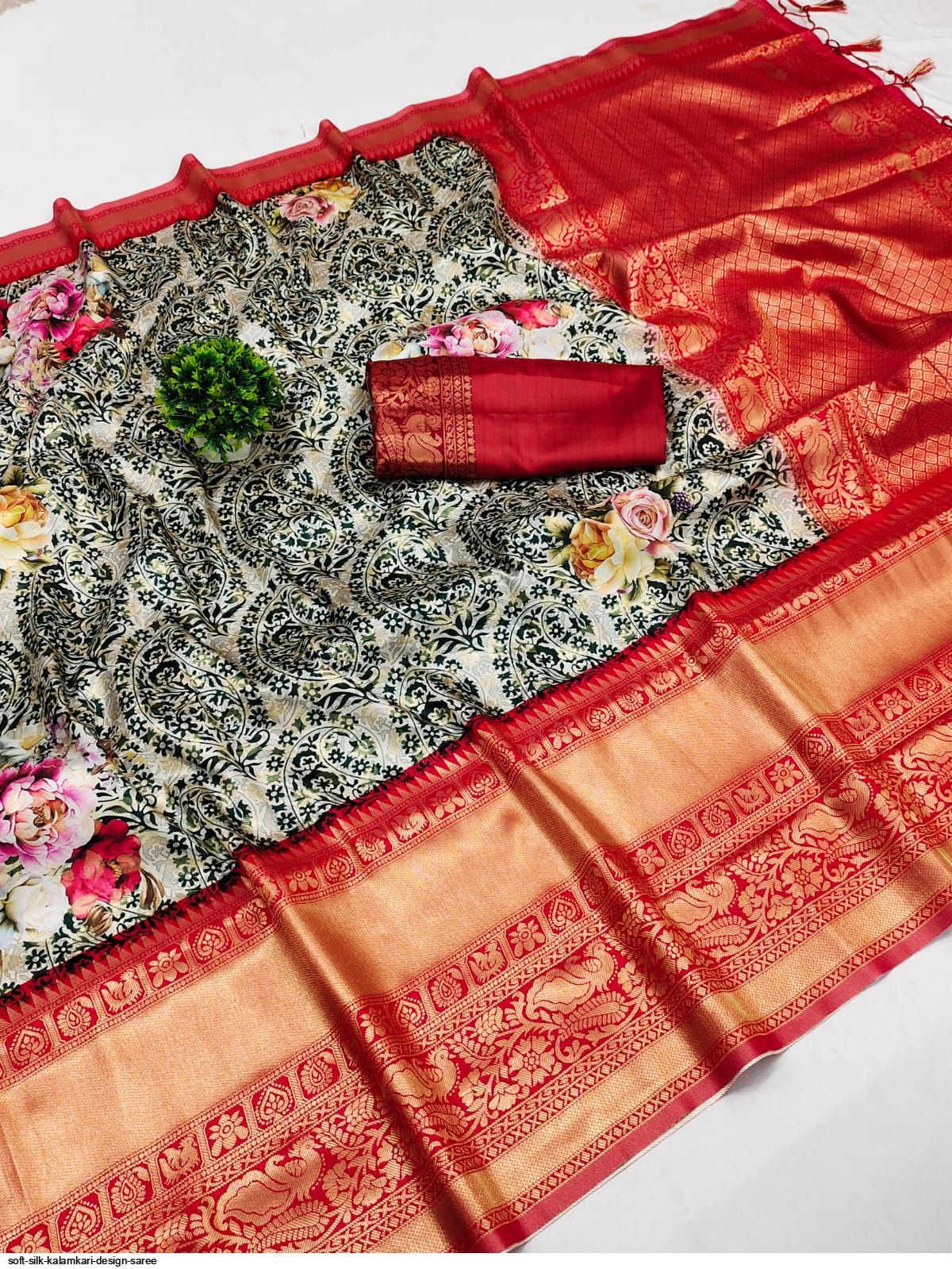 SOFT SILK KALAMKARI DESIGN SAREE