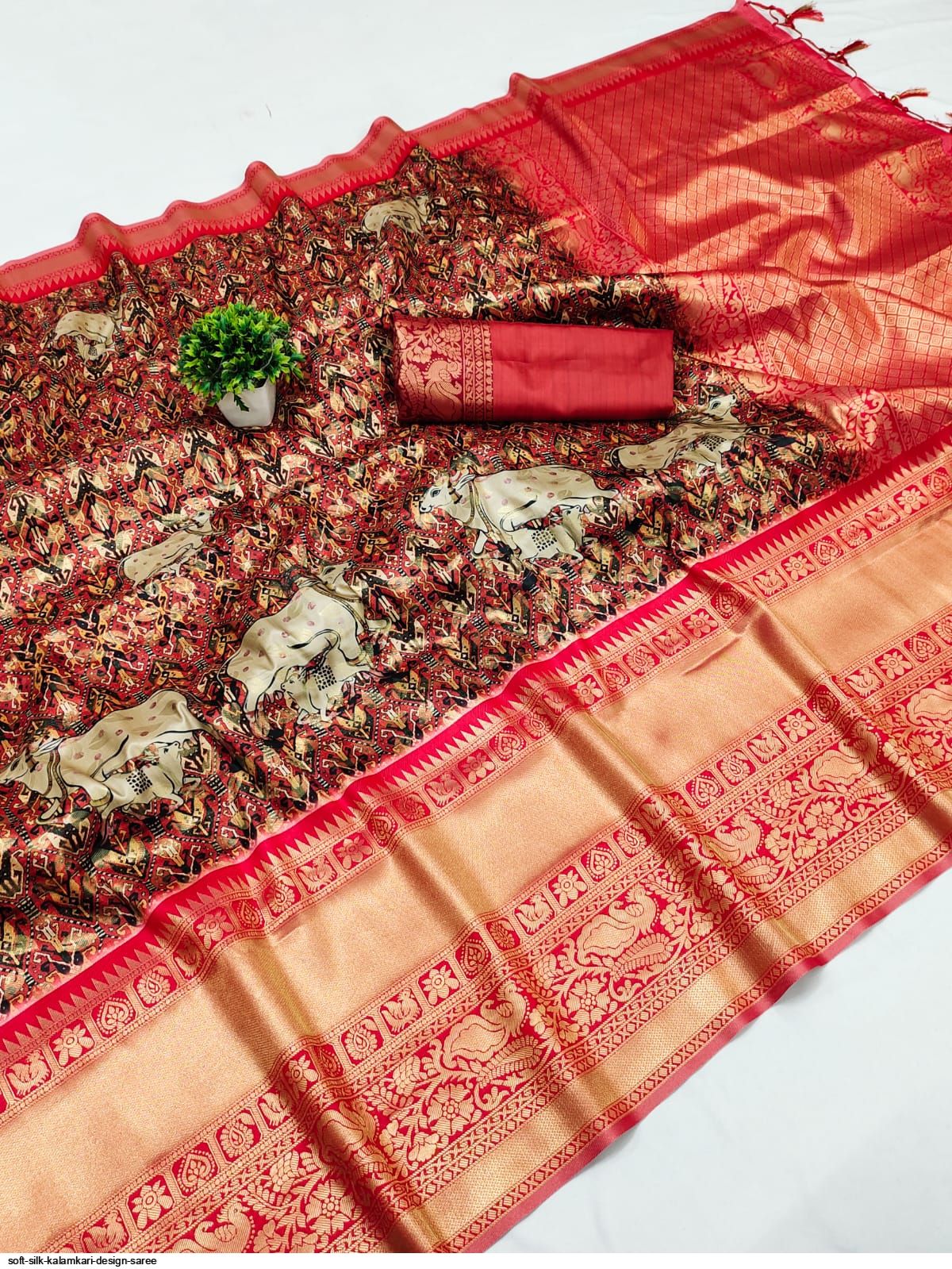 SOFT SILK KALAMKARI DESIGN SAREE