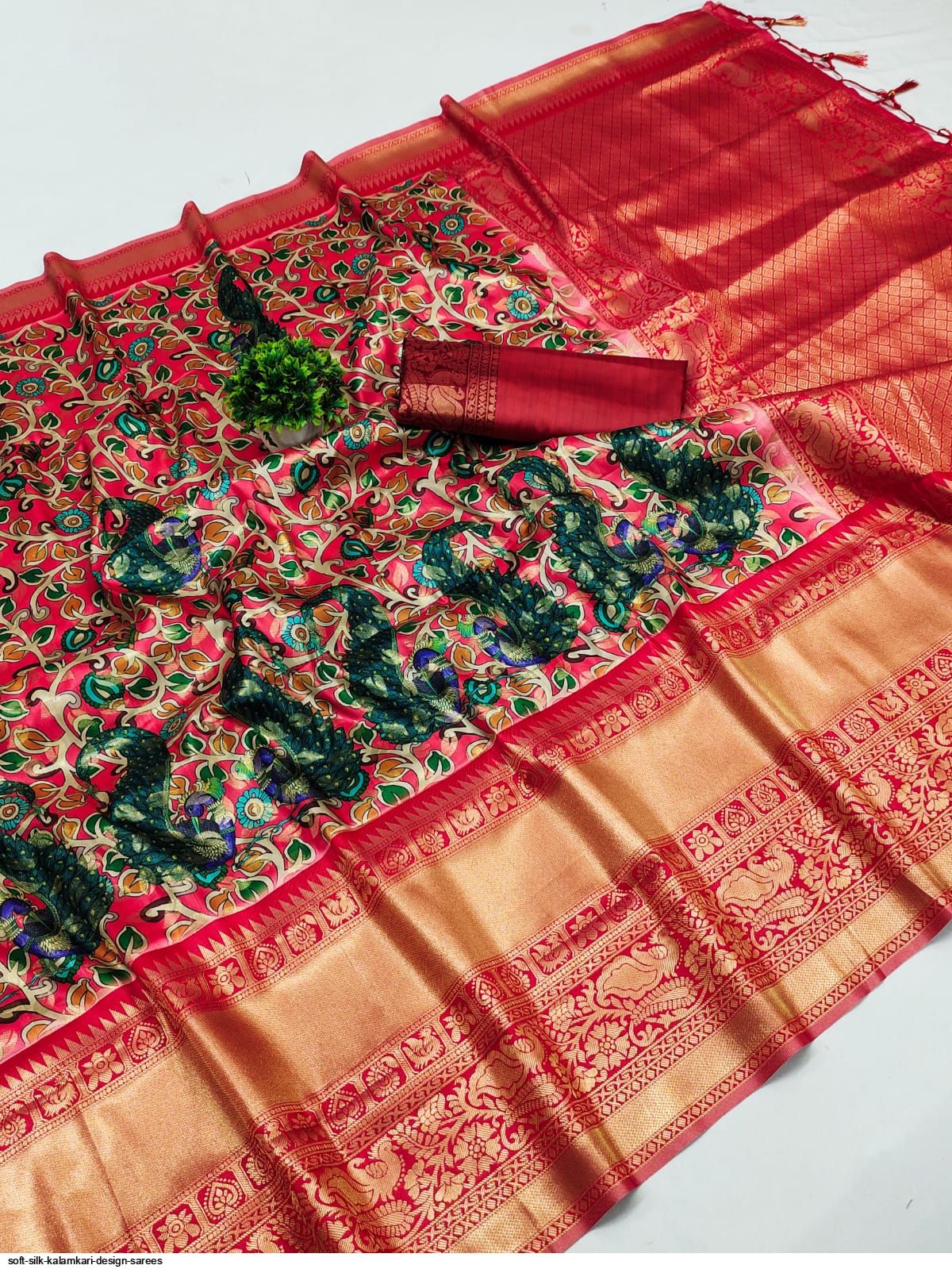 SOFT SILK KALAMKARI DESIGN SAREES