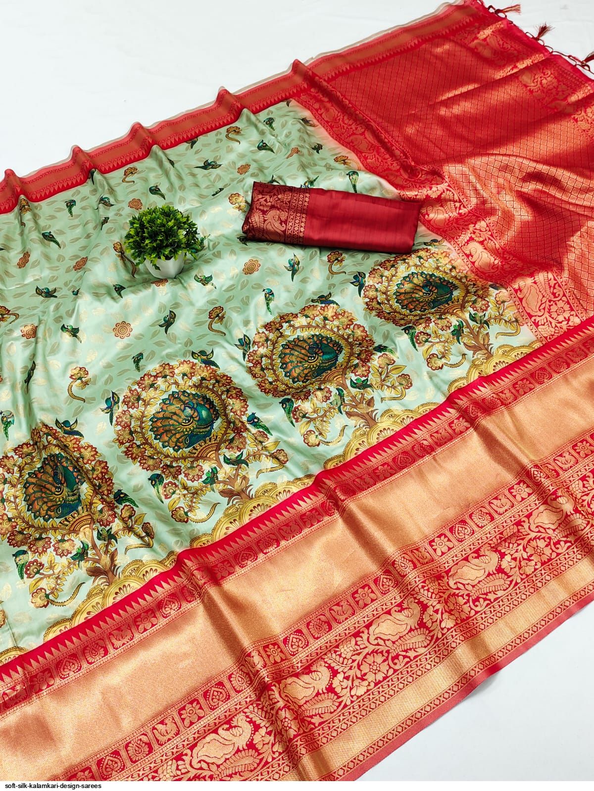 SOFT SILK KALAMKARI DESIGN SAREES