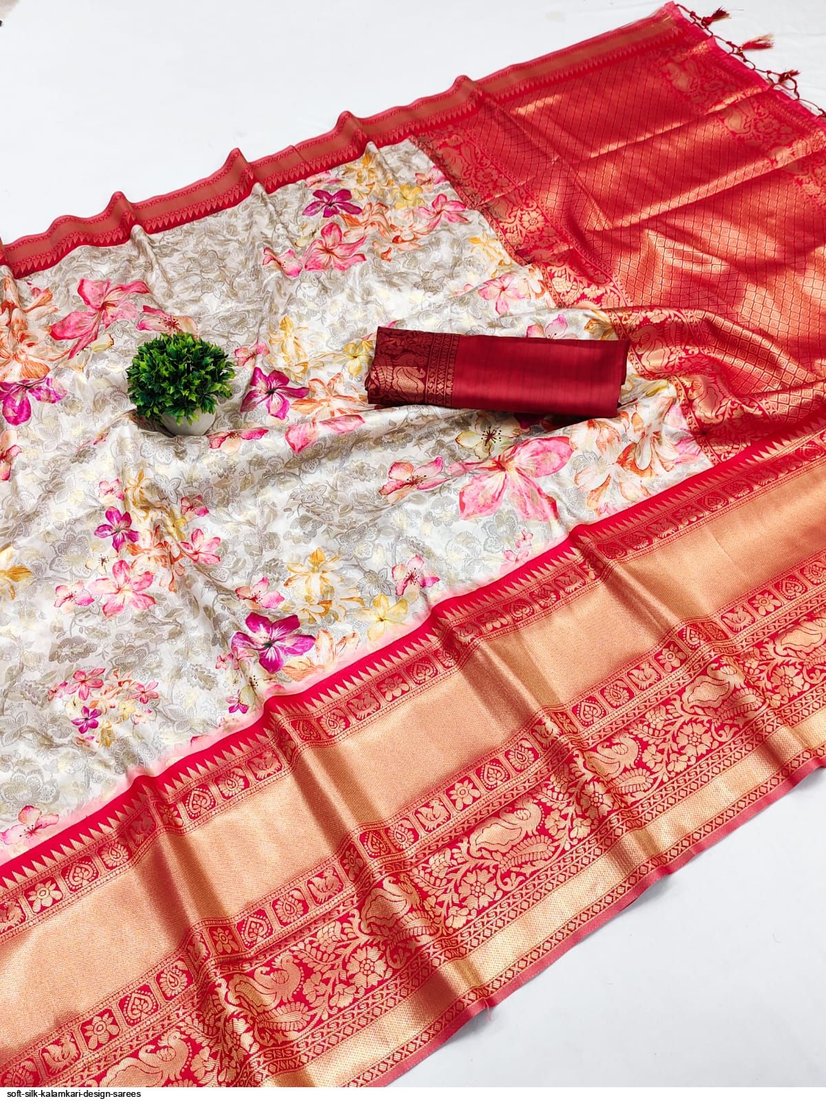SOFT SILK KALAMKARI DESIGN SAREES