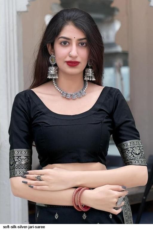 soft silk silver jari saree