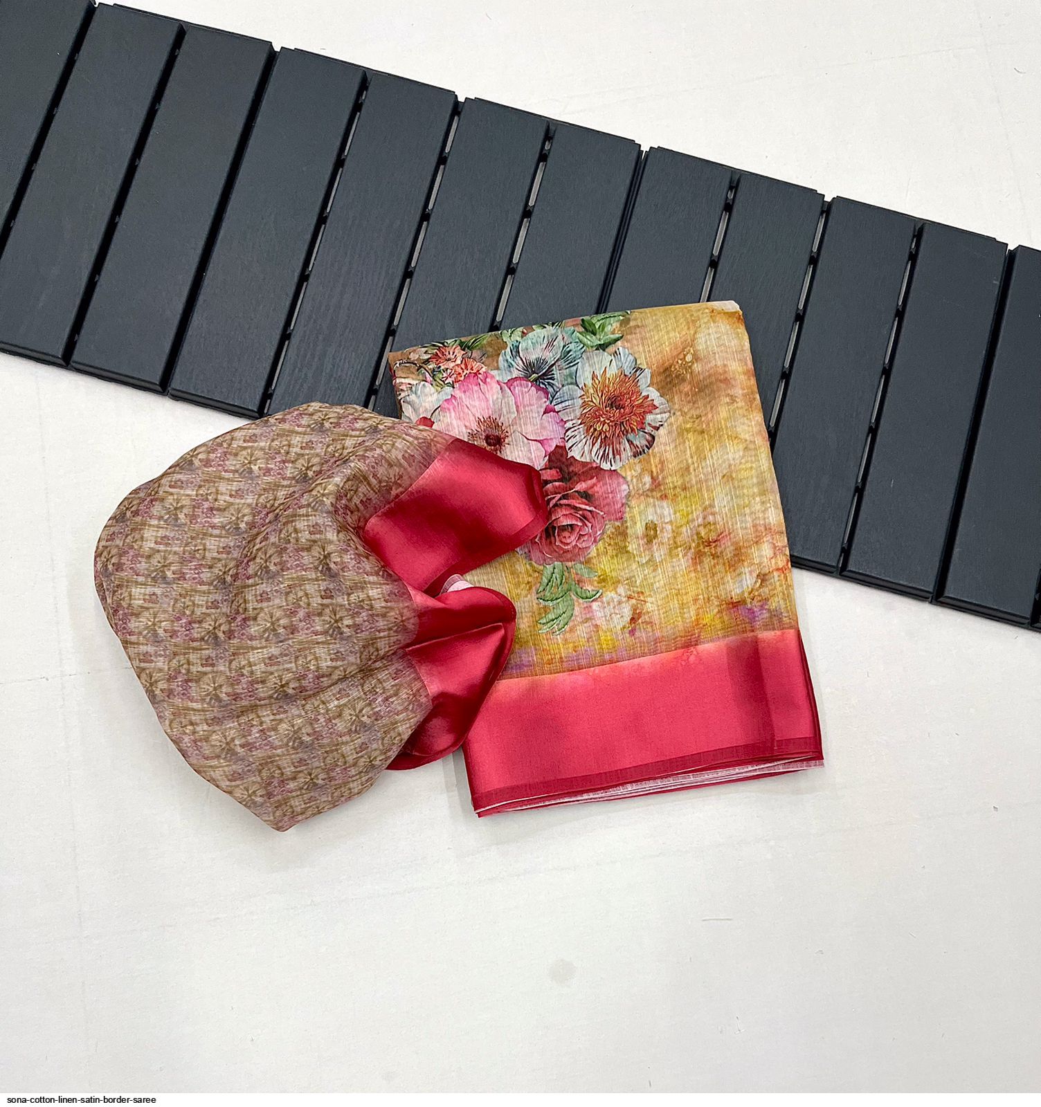 Sona COTTON LINEN SATIN BORDER SAREE