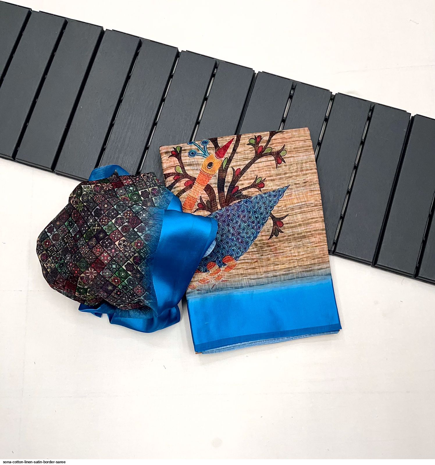 Sona COTTON LINEN SATIN BORDER SAREE