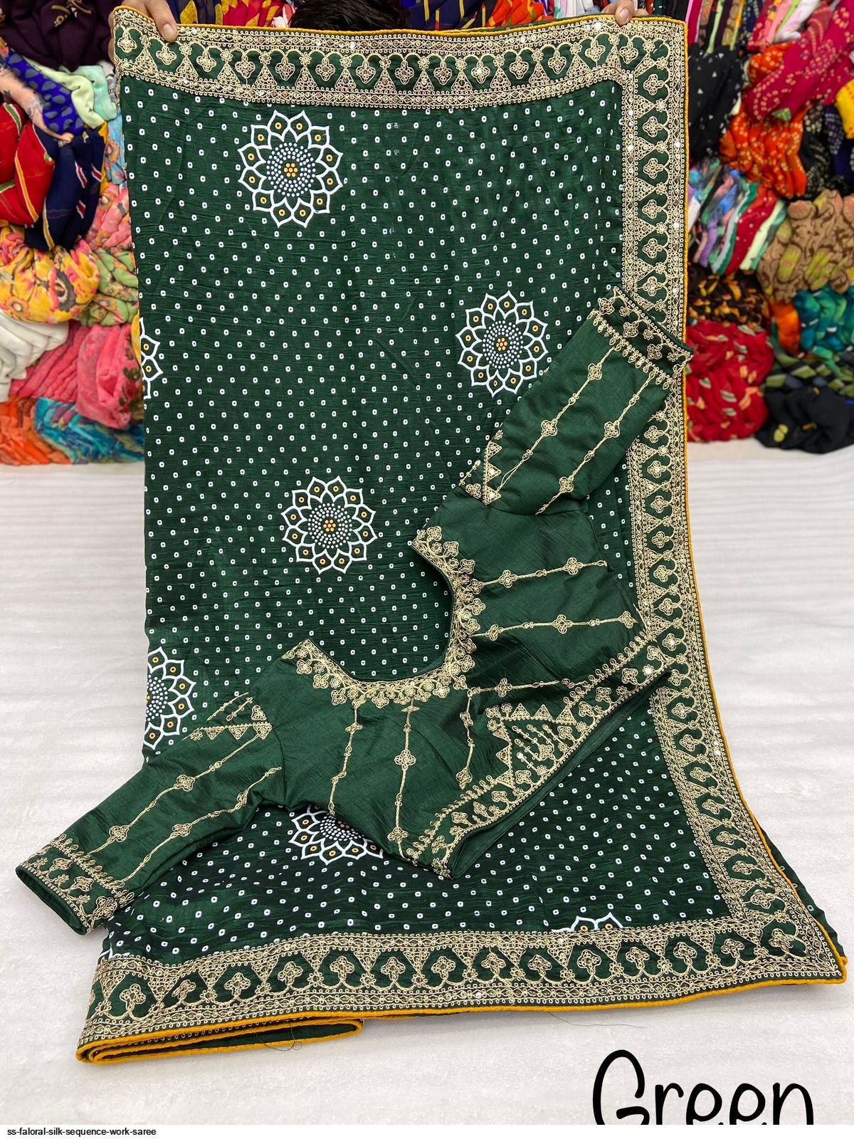 SS FALORAL SILK SEQUENCE WORK SAREE