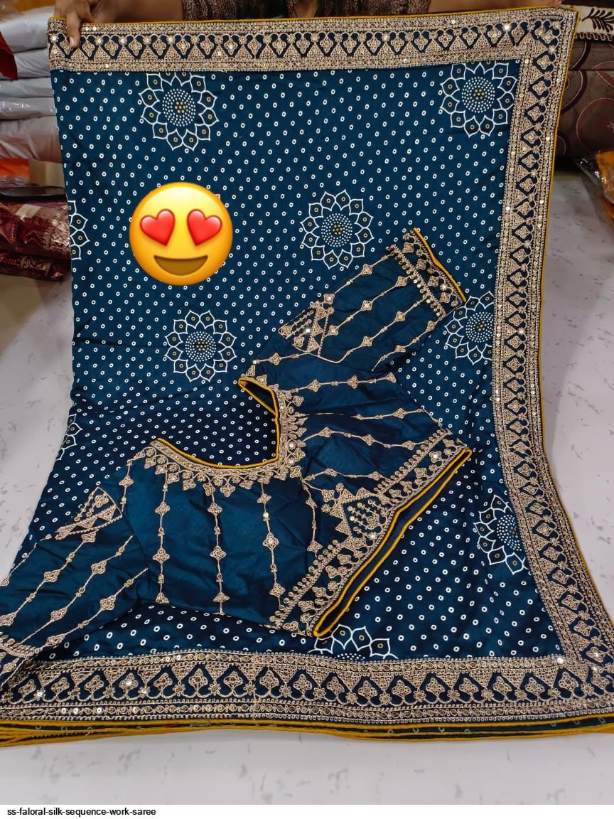 SS FALORAL SILK SEQUENCE WORK SAREE