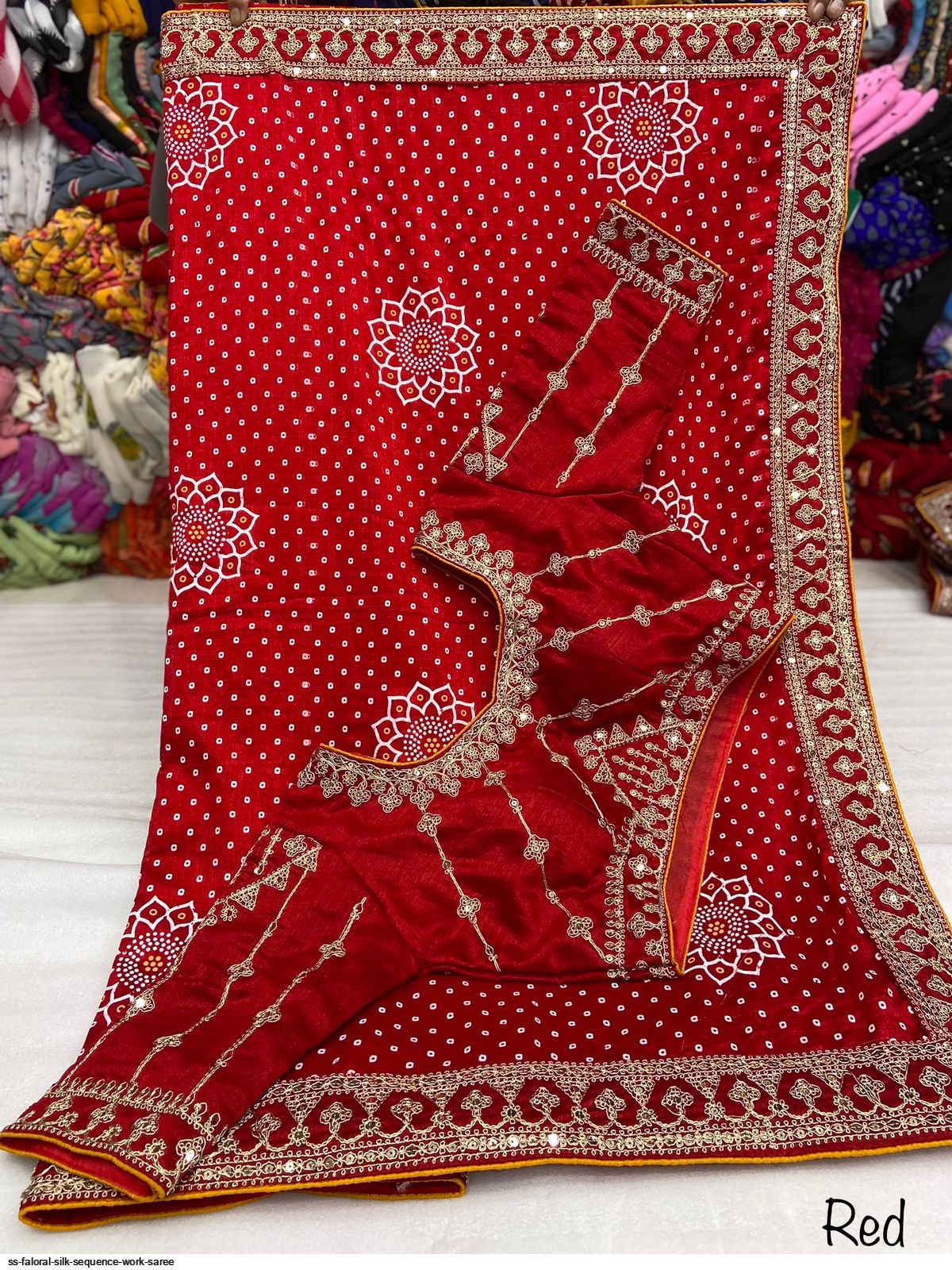 SS FALORAL SILK SEQUENCE WORK SAREE