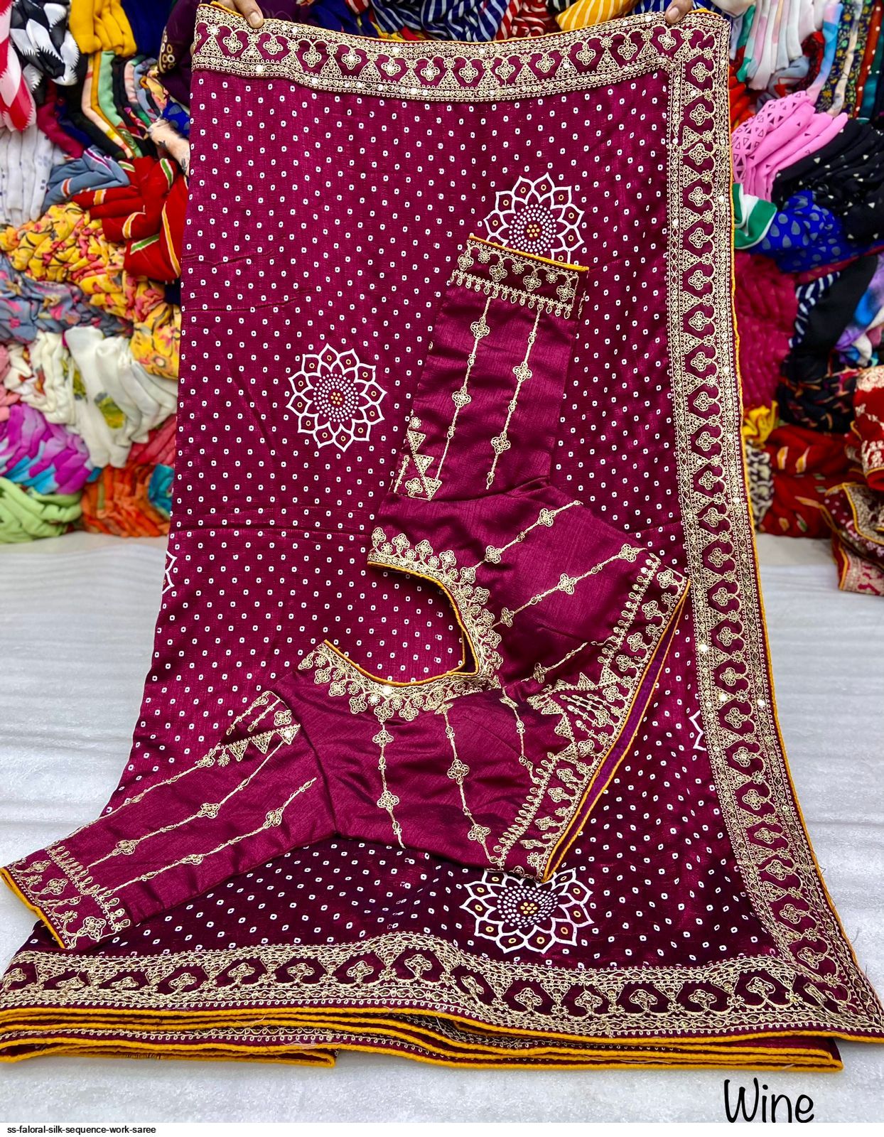 SS FALORAL SILK SEQUENCE WORK SAREE