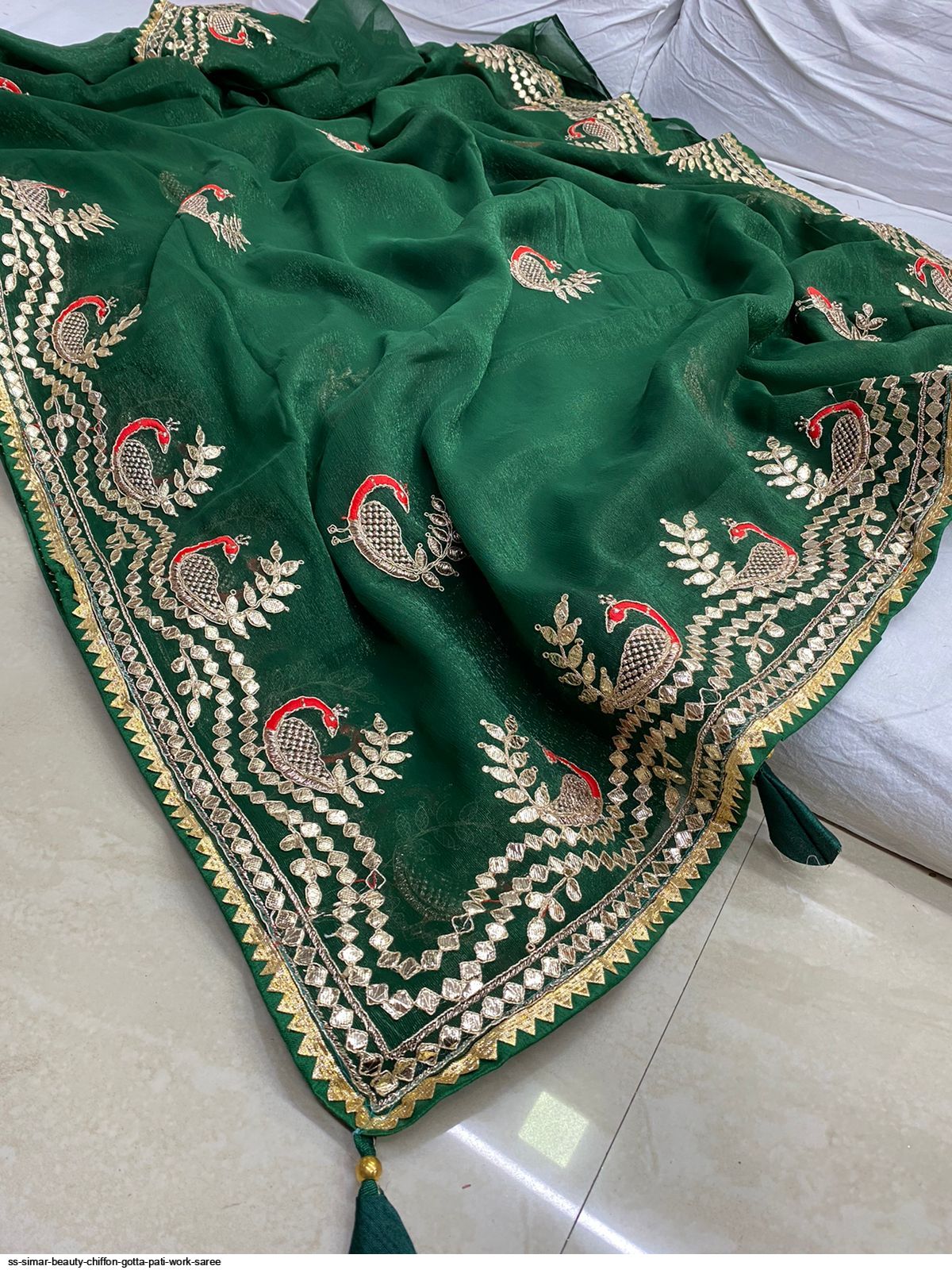 SS SIMAR BEAUTY CHIFFON GOTTA PATI WORK SAREE