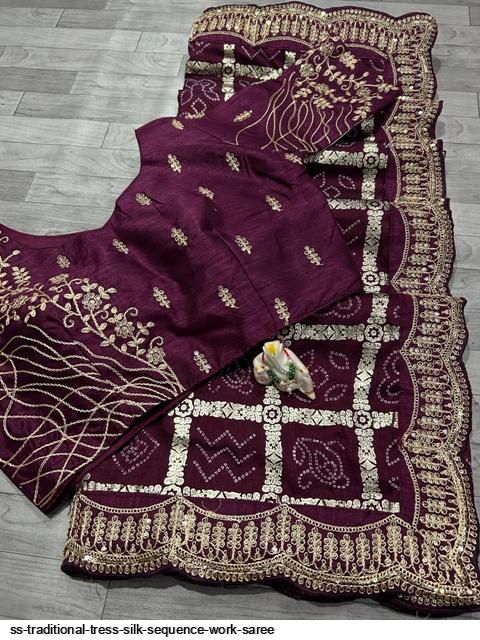 SS Traditional Tress SILK SEQUENCE WORK SAREE