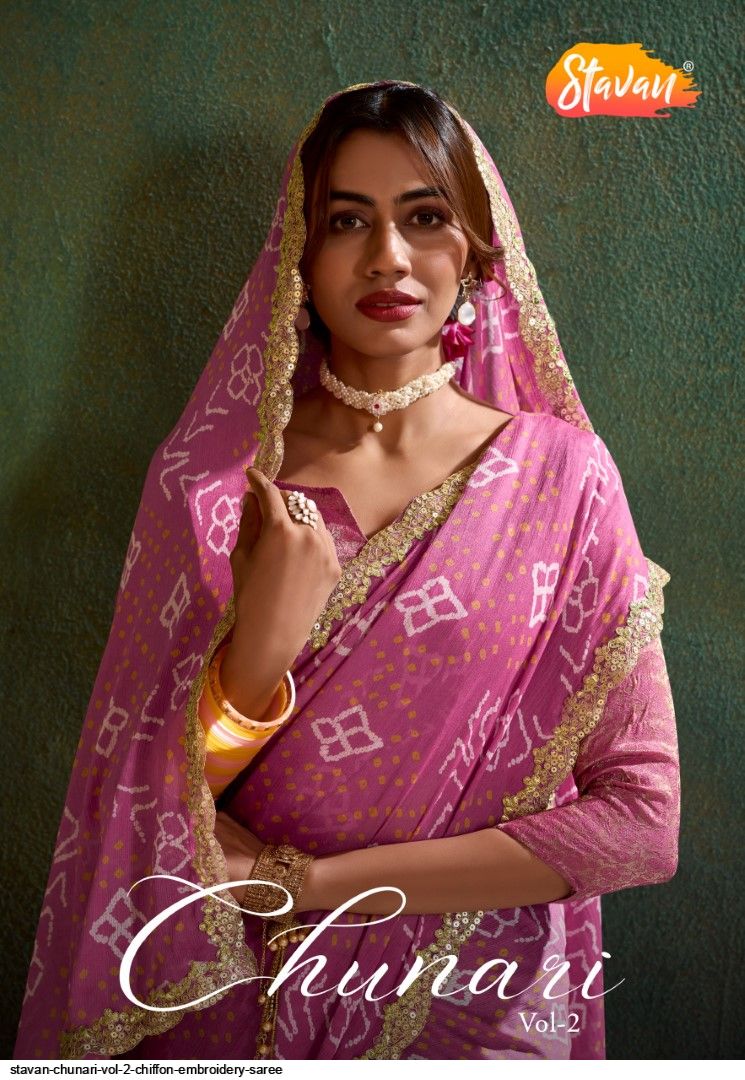 Stavan Chunari vol 2 Chiffon Embroidery SAREE