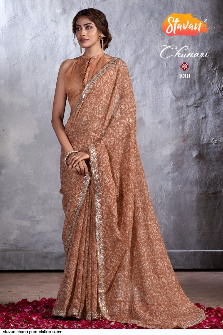 STAVAN CHUNRI PURE CHIFFON SAREE
