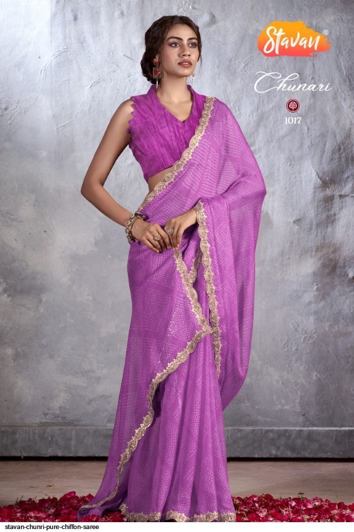 STAVAN CHUNRI PURE CHIFFON SAREE