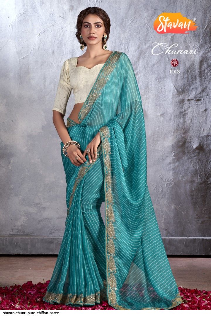 STAVAN CHUNRI PURE CHIFFON SAREE