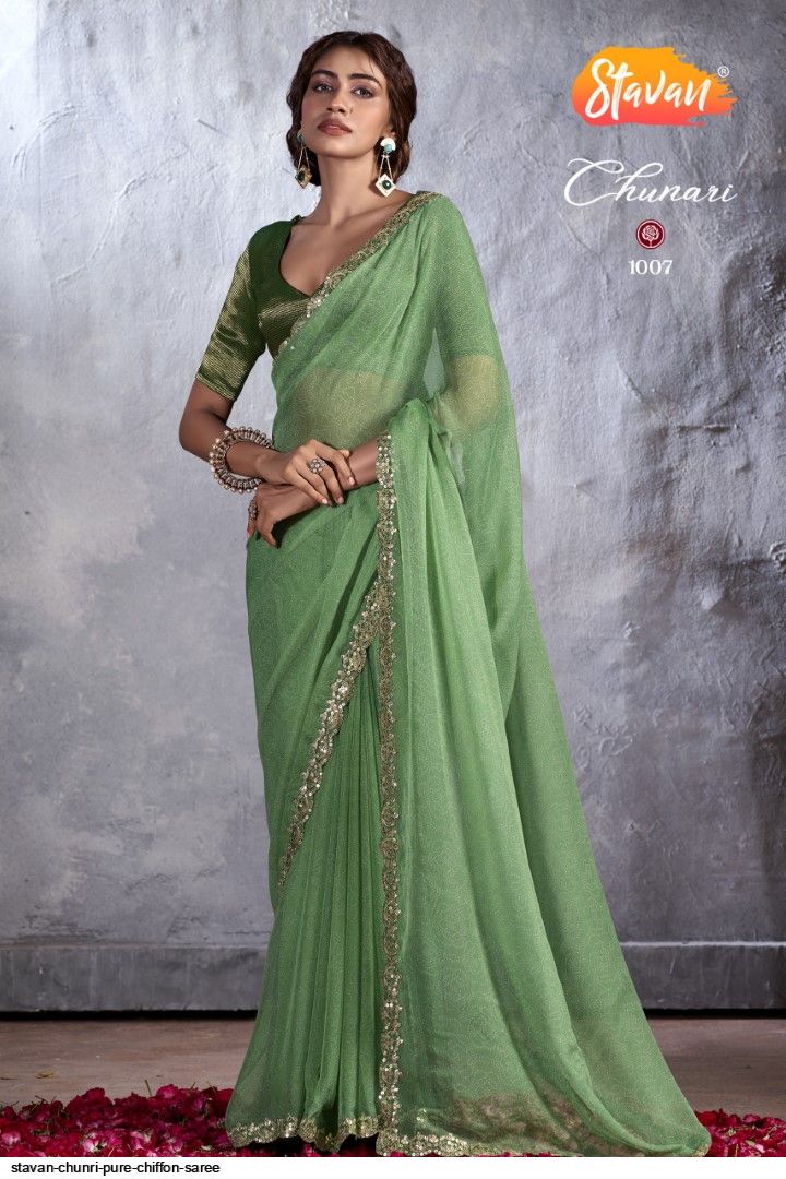 STAVAN CHUNRI PURE CHIFFON SAREE