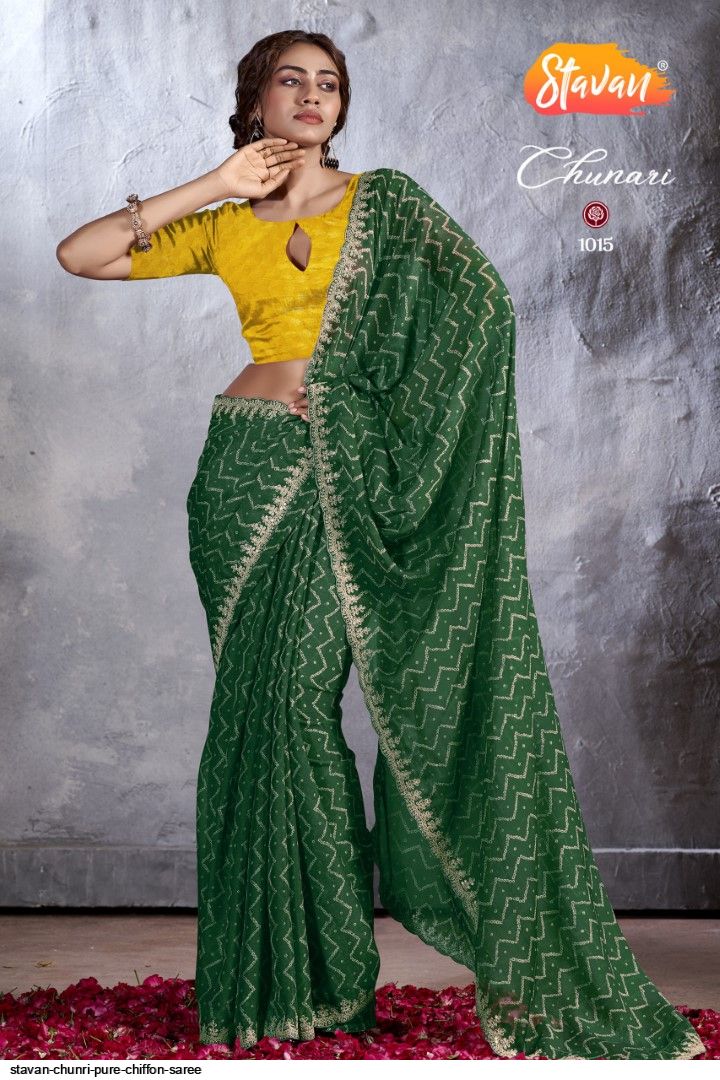 STAVAN CHUNRI PURE CHIFFON SAREE
