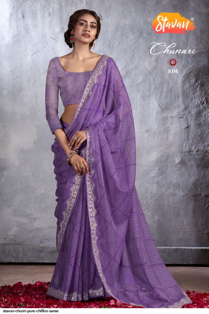 STAVAN CHUNRI PURE CHIFFON SAREE