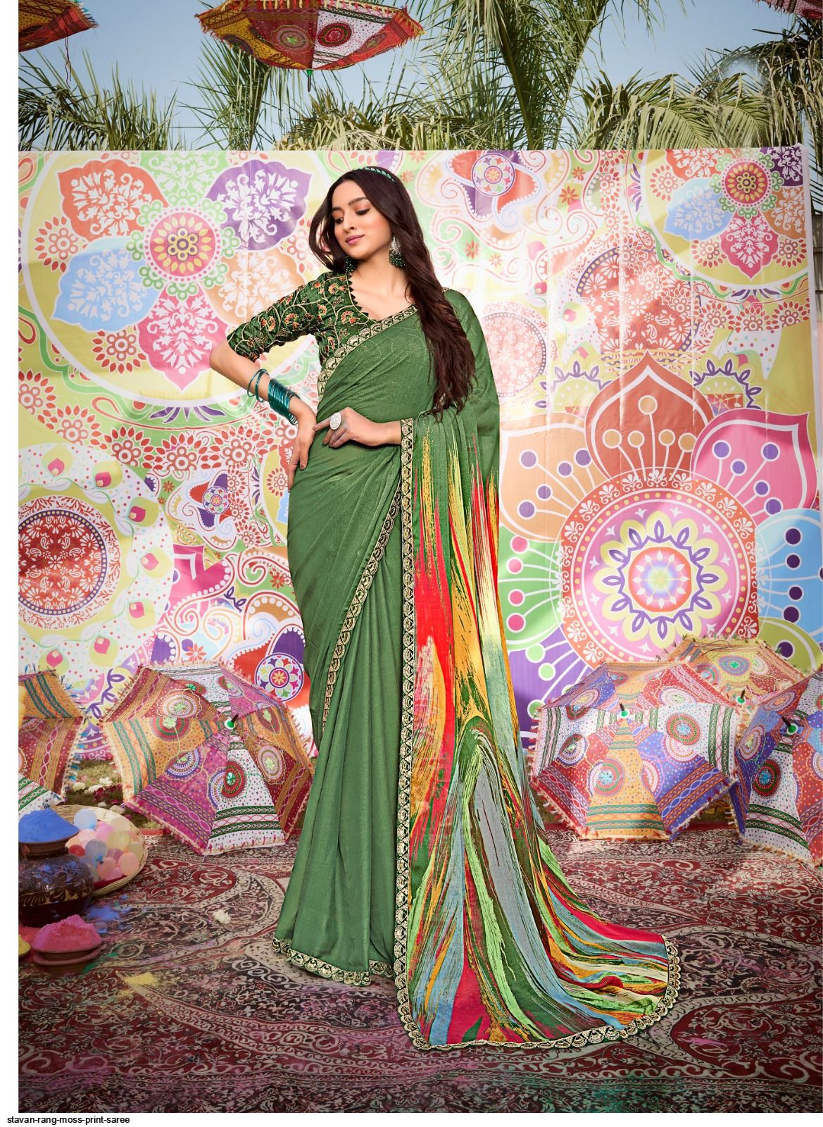 STAVAN RANG MOSS PRINT saree