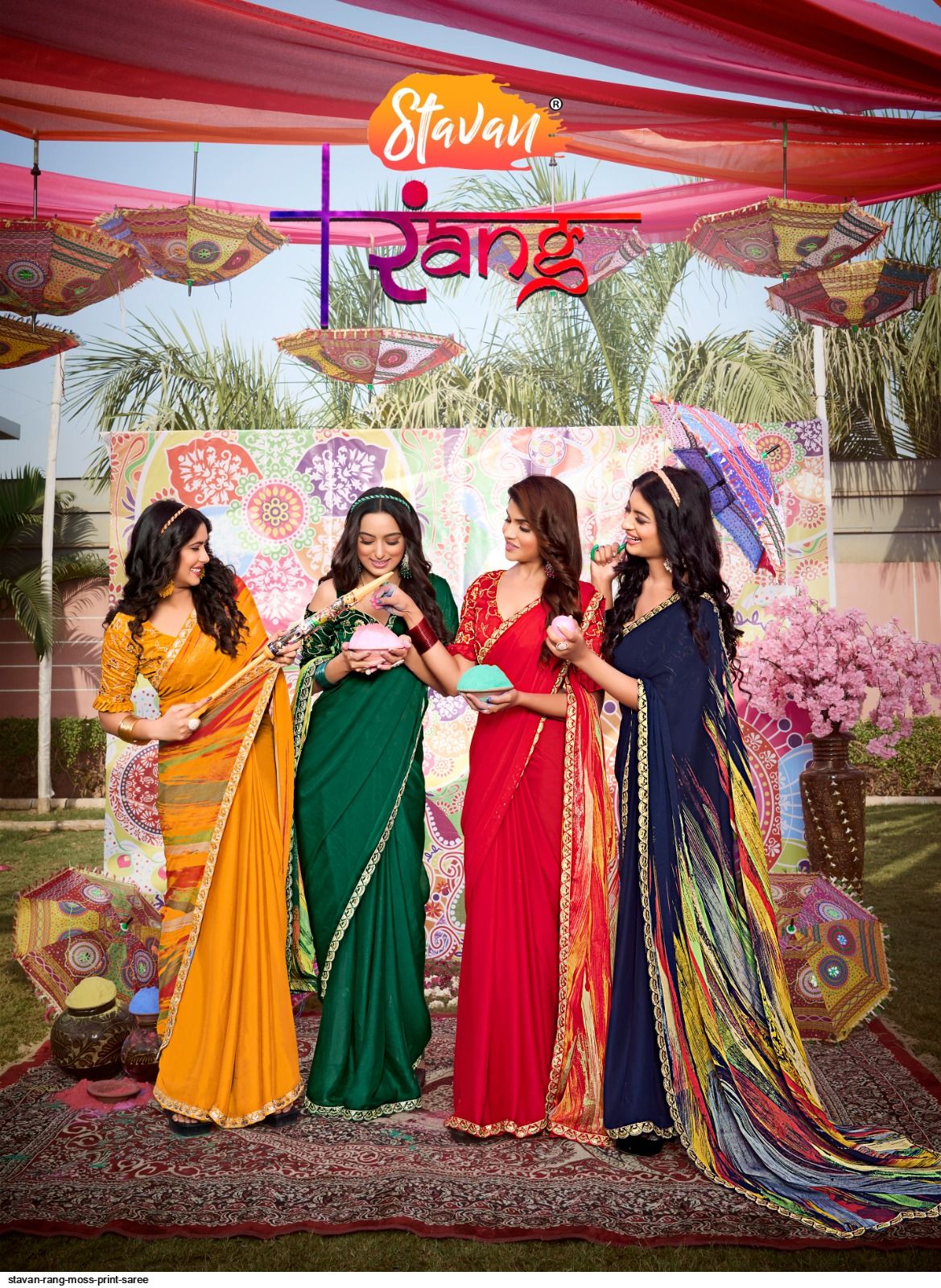 STAVAN RANG MOSS PRINT saree