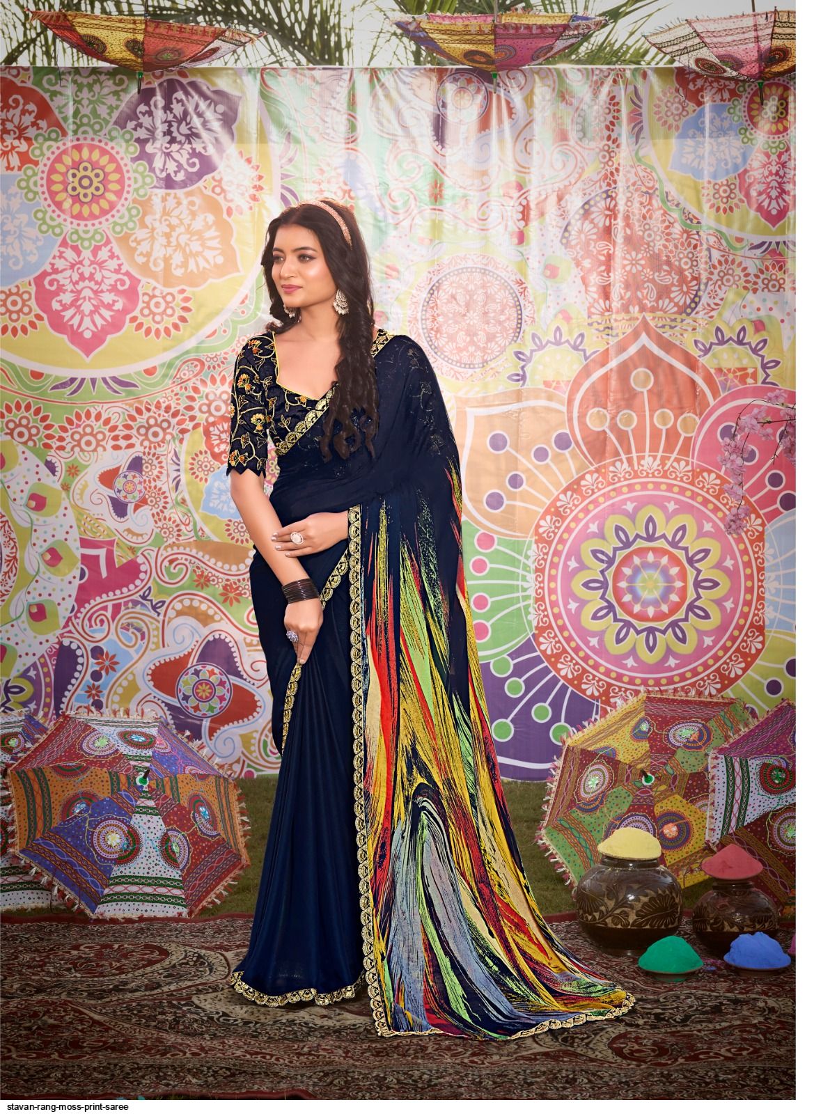 STAVAN RANG MOSS PRINT saree