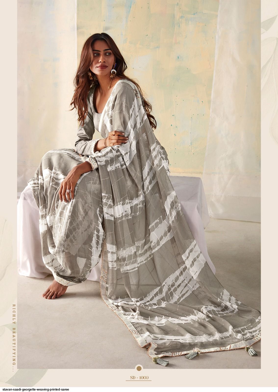 STAVAN SAADI GEORGETTE WEAVING PRINTED SAREE