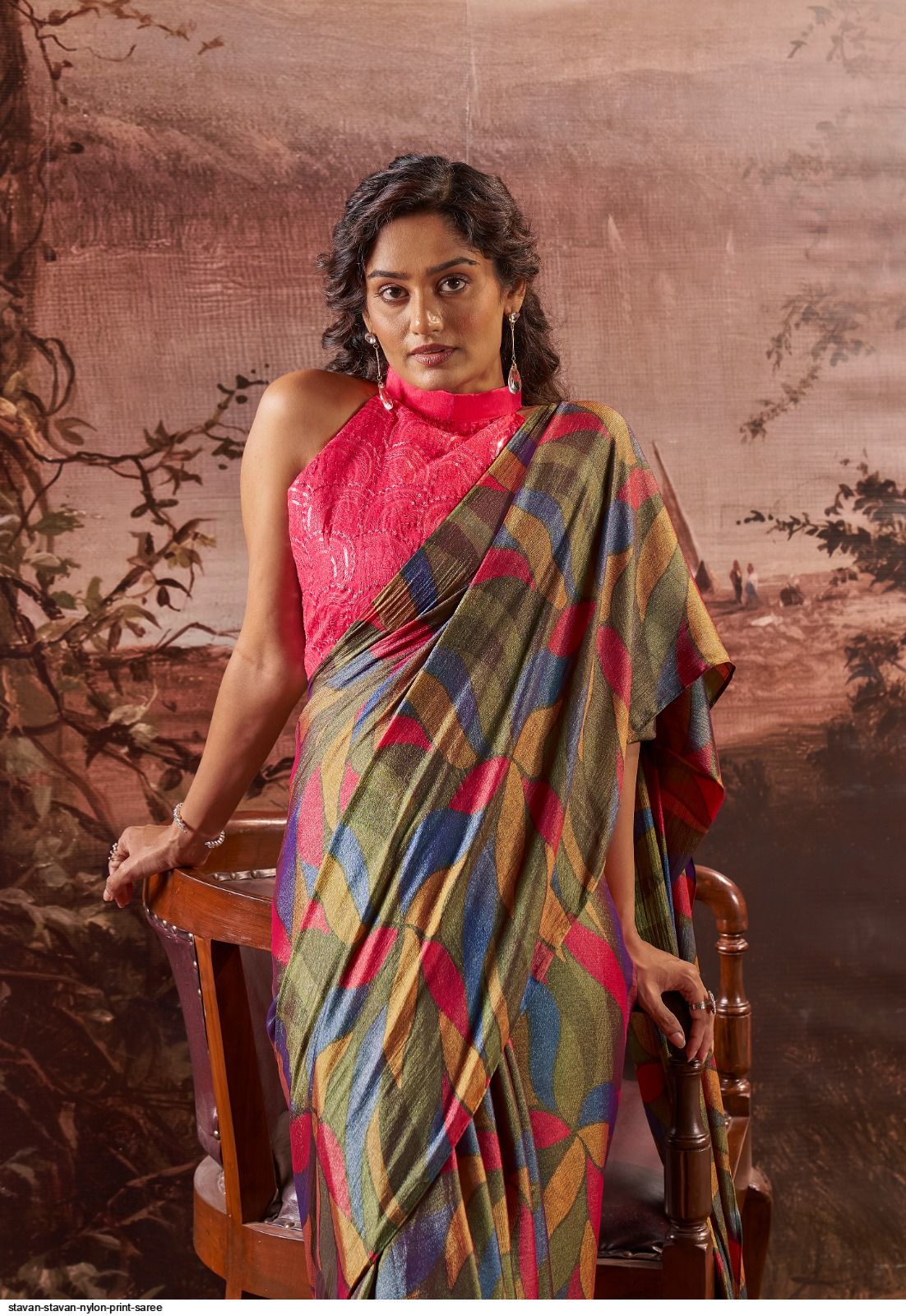 STAVAN STAVAN NYLON PRINT SAREE
