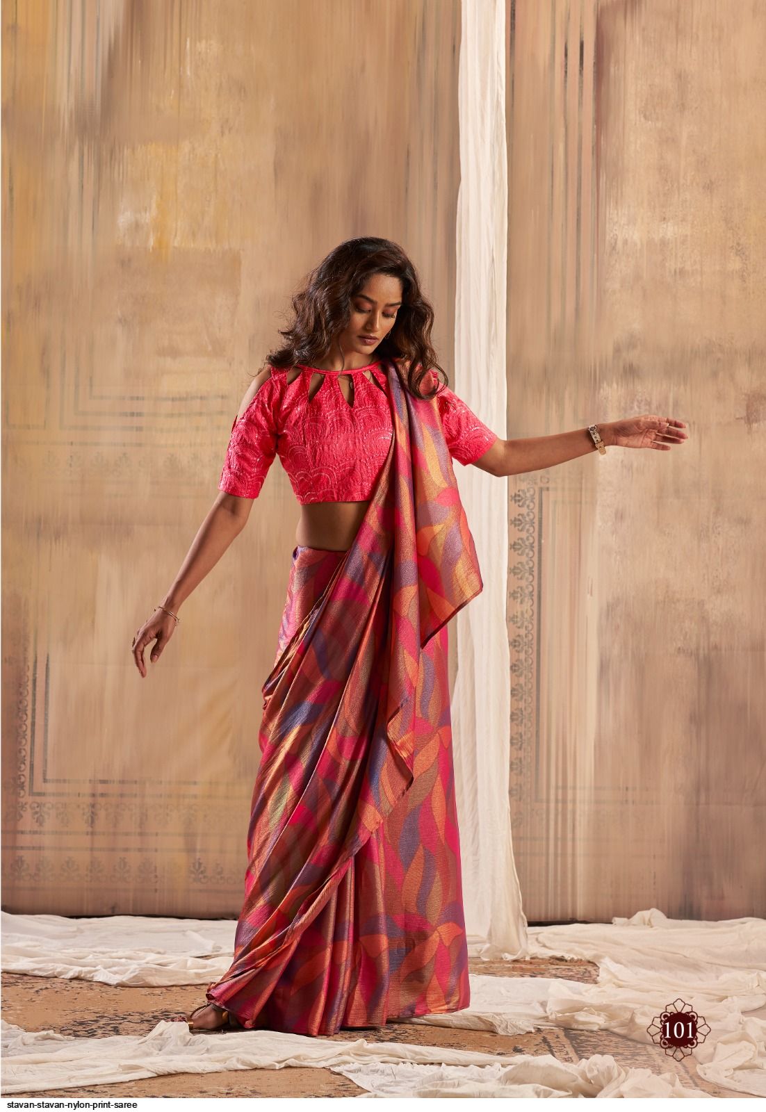 STAVAN STAVAN NYLON PRINT SAREE