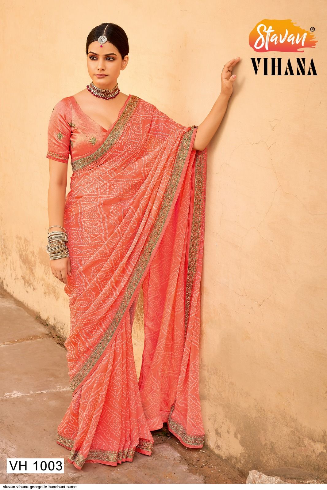 STAVAN VIHANA GEORGETTE BANDHANI SAREE