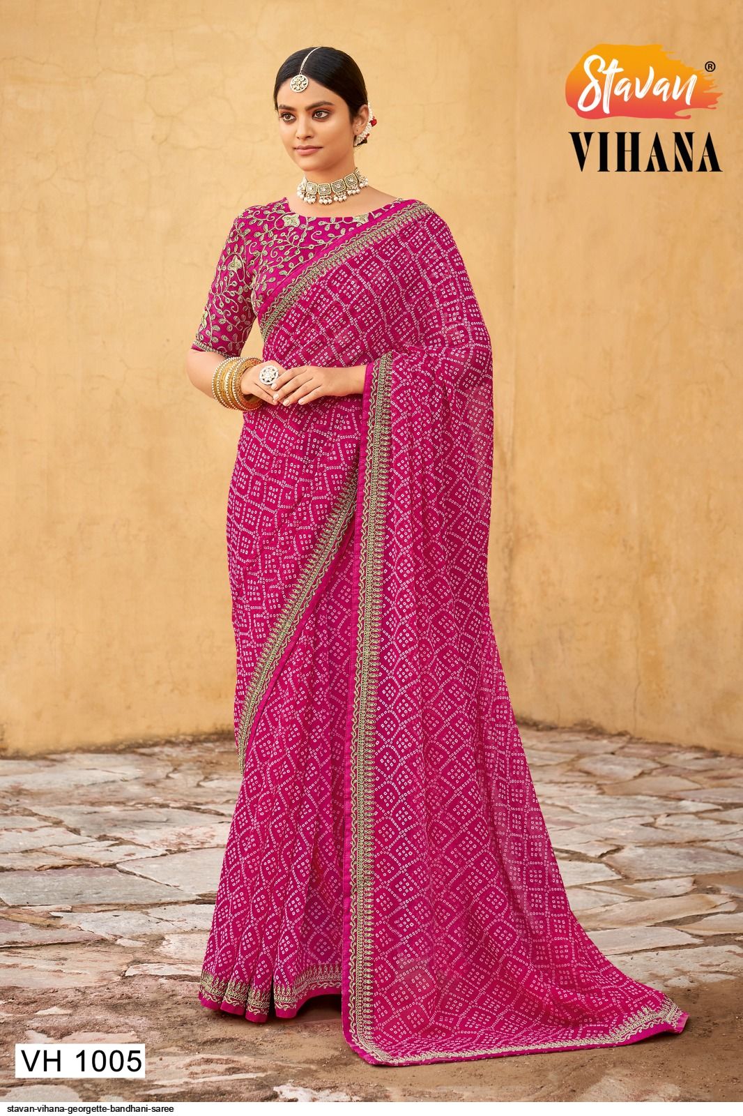 STAVAN VIHANA GEORGETTE BANDHANI SAREE