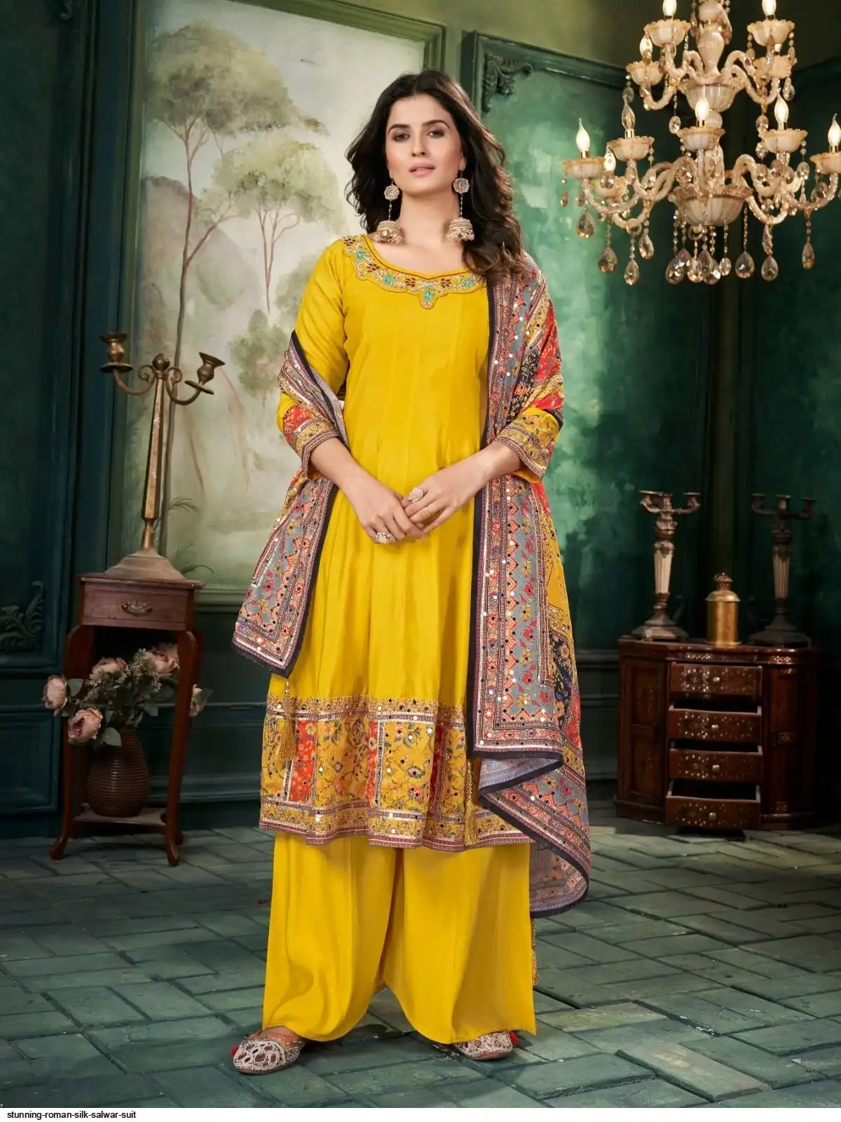 STUNNING ROMAN SILK SALWAR SUIT