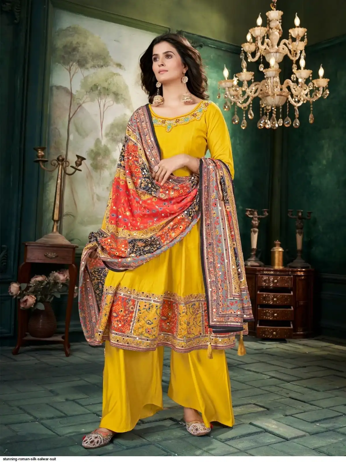 STUNNING ROMAN SILK SALWAR SUIT