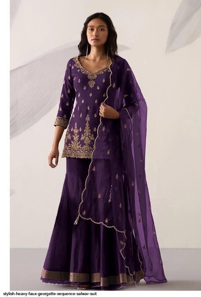 stylish heavy faux georgette sequence salwar suit
