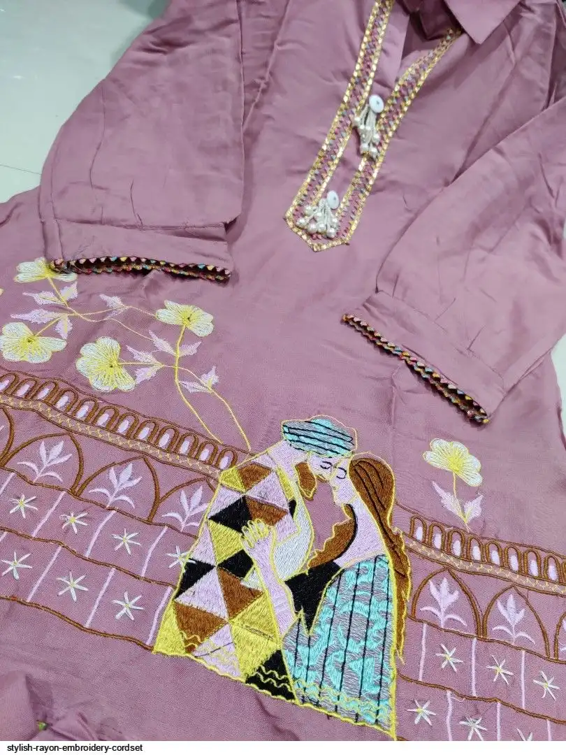 Stylish RAYON EMBROIDERY CORDSET