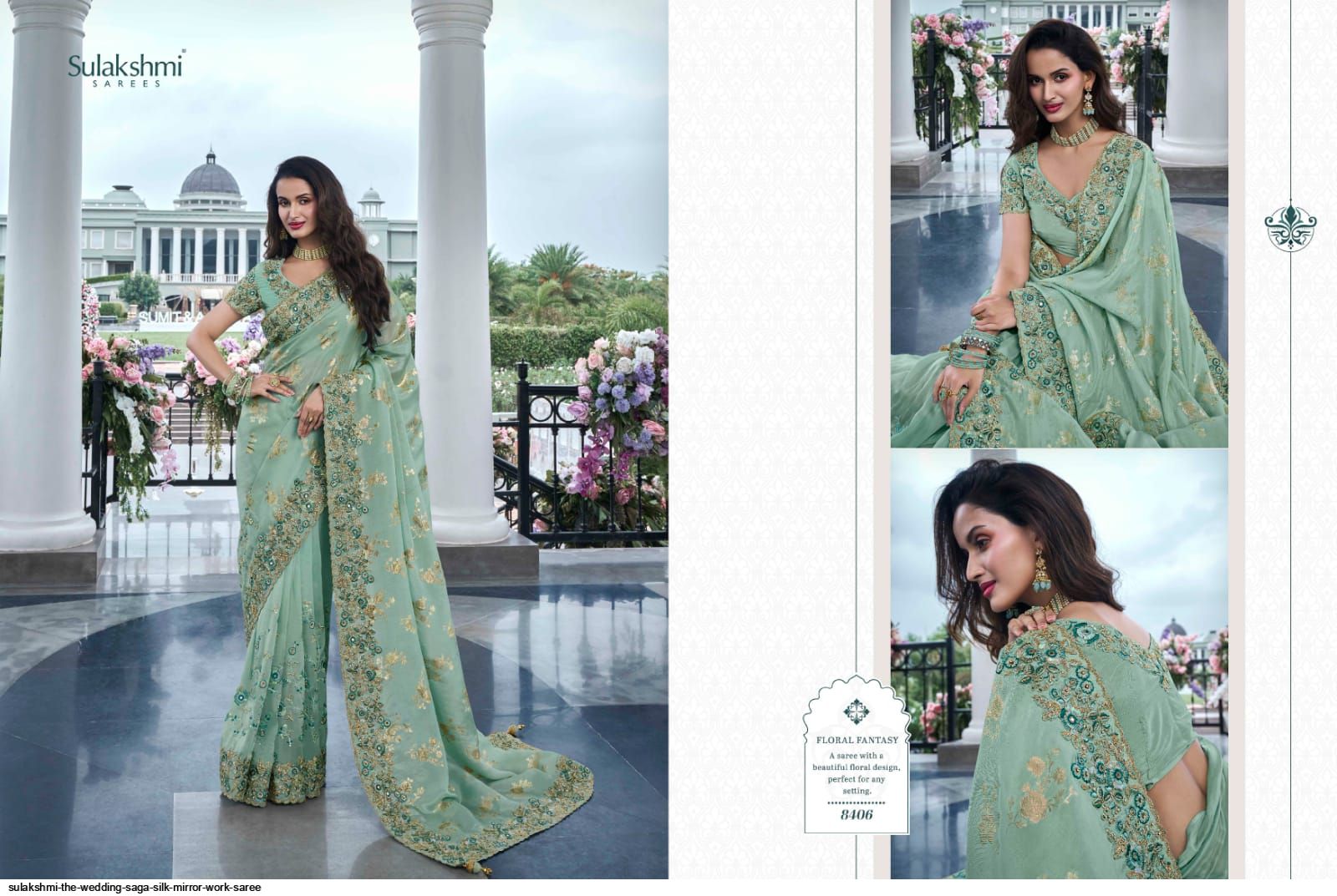 SULAKSHMI The Wedding Saga SILK Mirror Work Saree