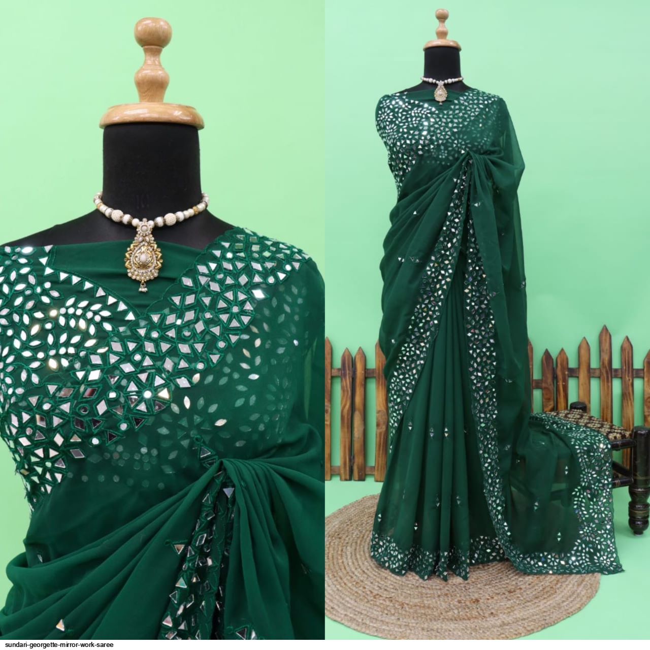 SUNDARI Georgette MIRROR WORK SAREE