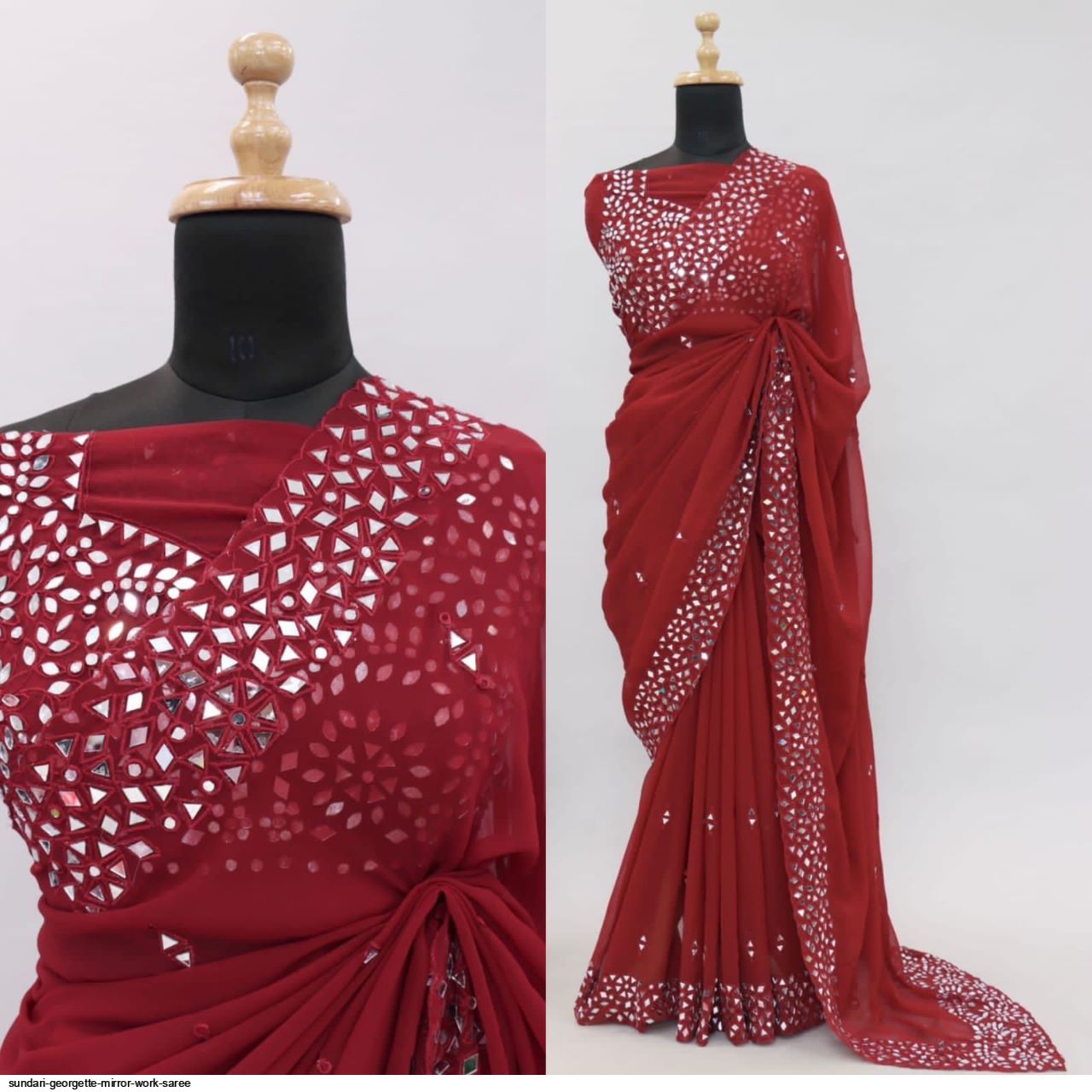 SUNDARI Georgette MIRROR WORK SAREE