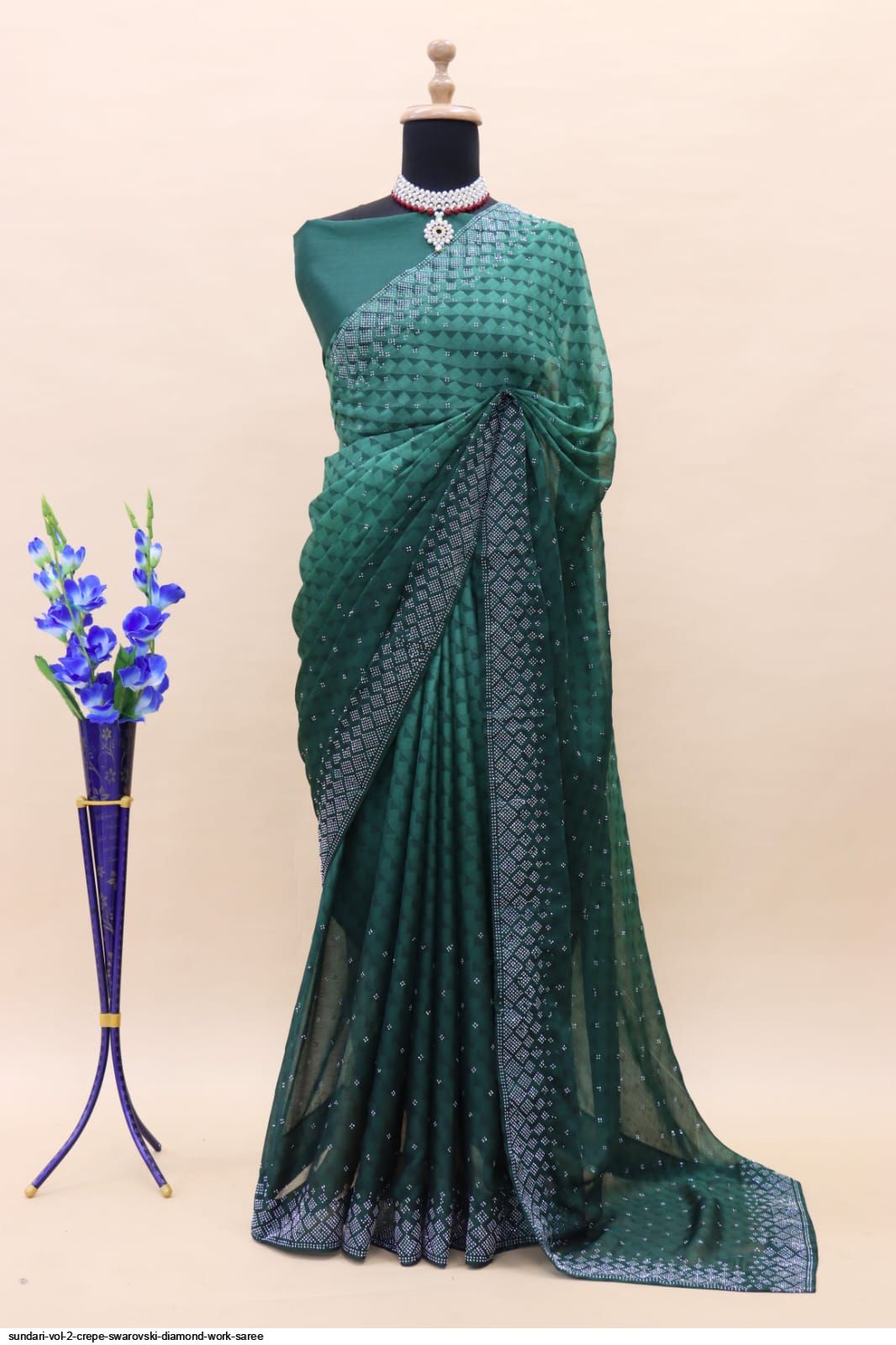 SUNDARI VOL 2 CREPE SWAROVSKI DIAMOND WORK SAREE