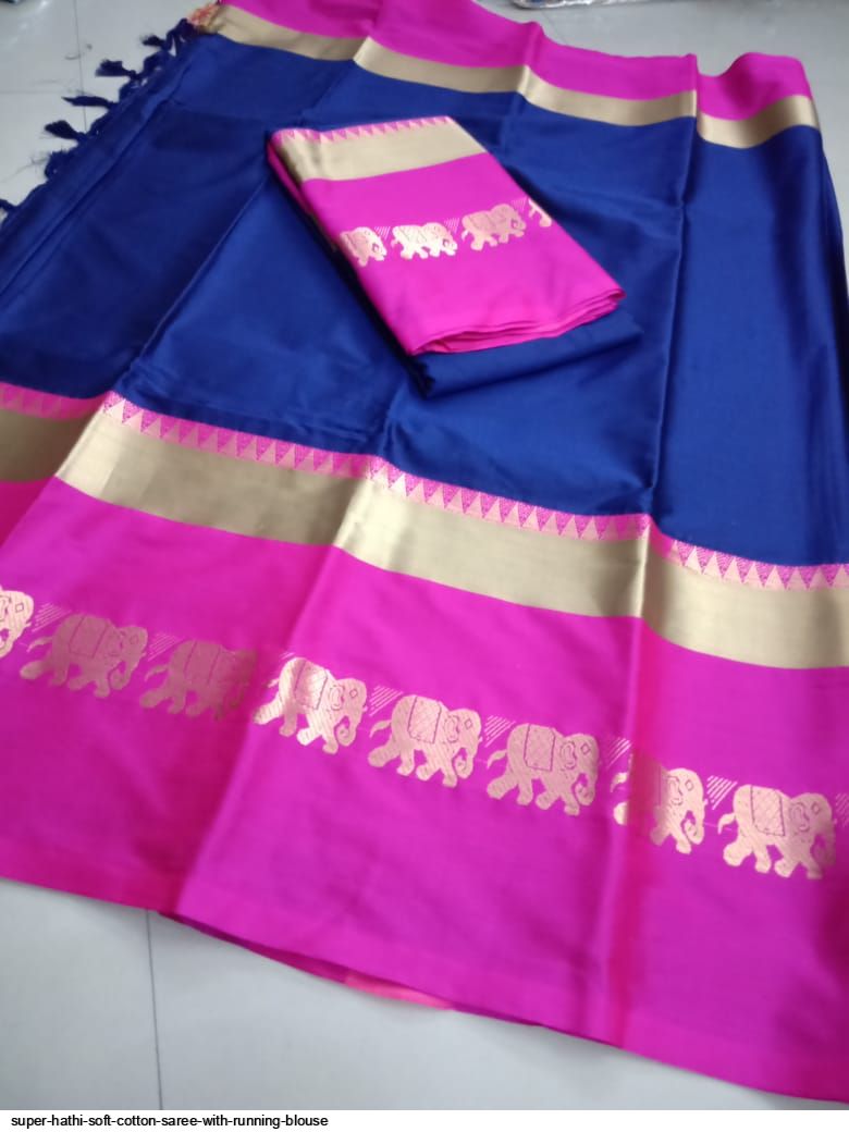 Super hathi soft cotton SAREE WITH RUNNING BLOUSE