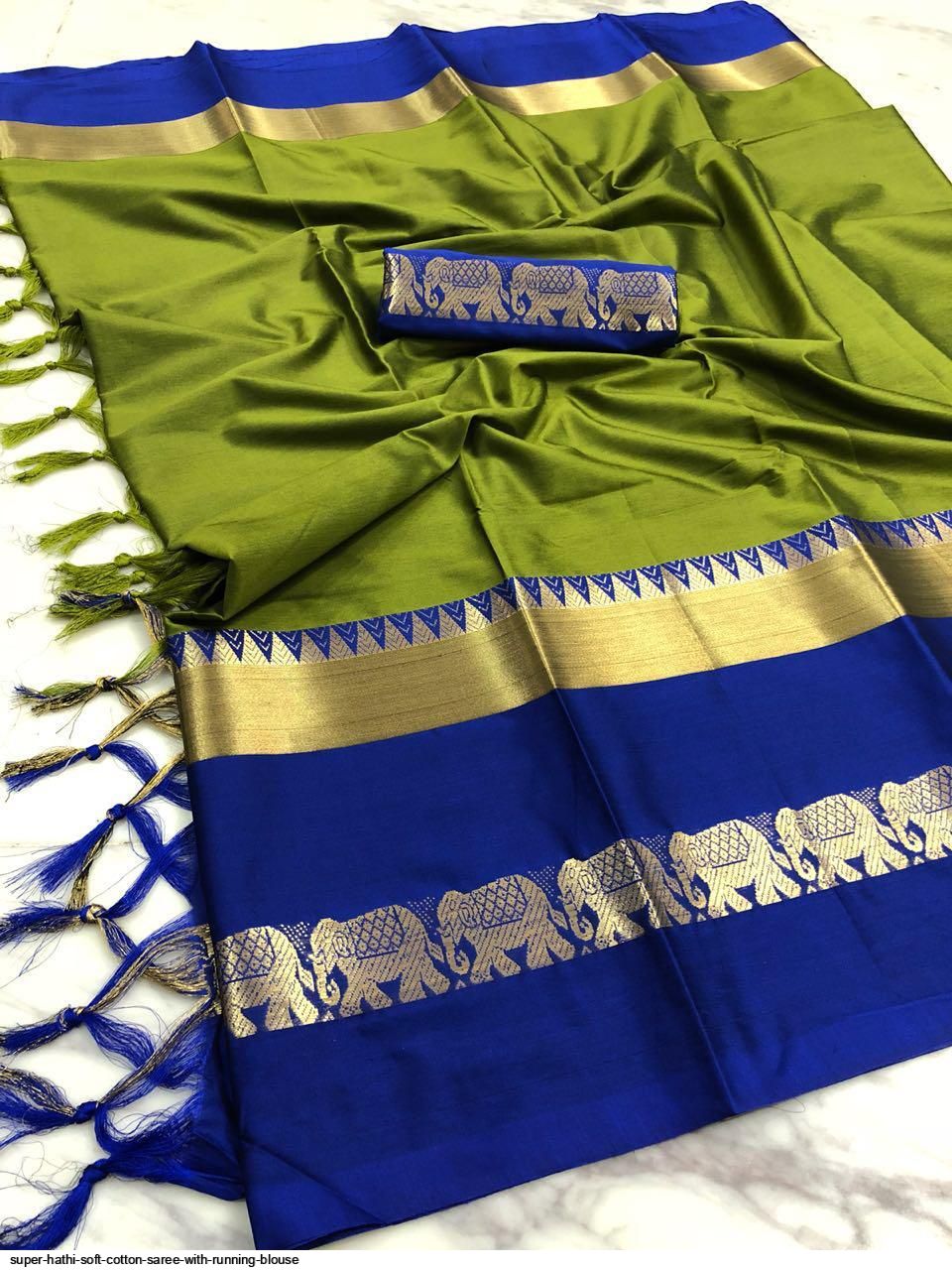 Super hathi soft cotton SAREE WITH RUNNING BLOUSE