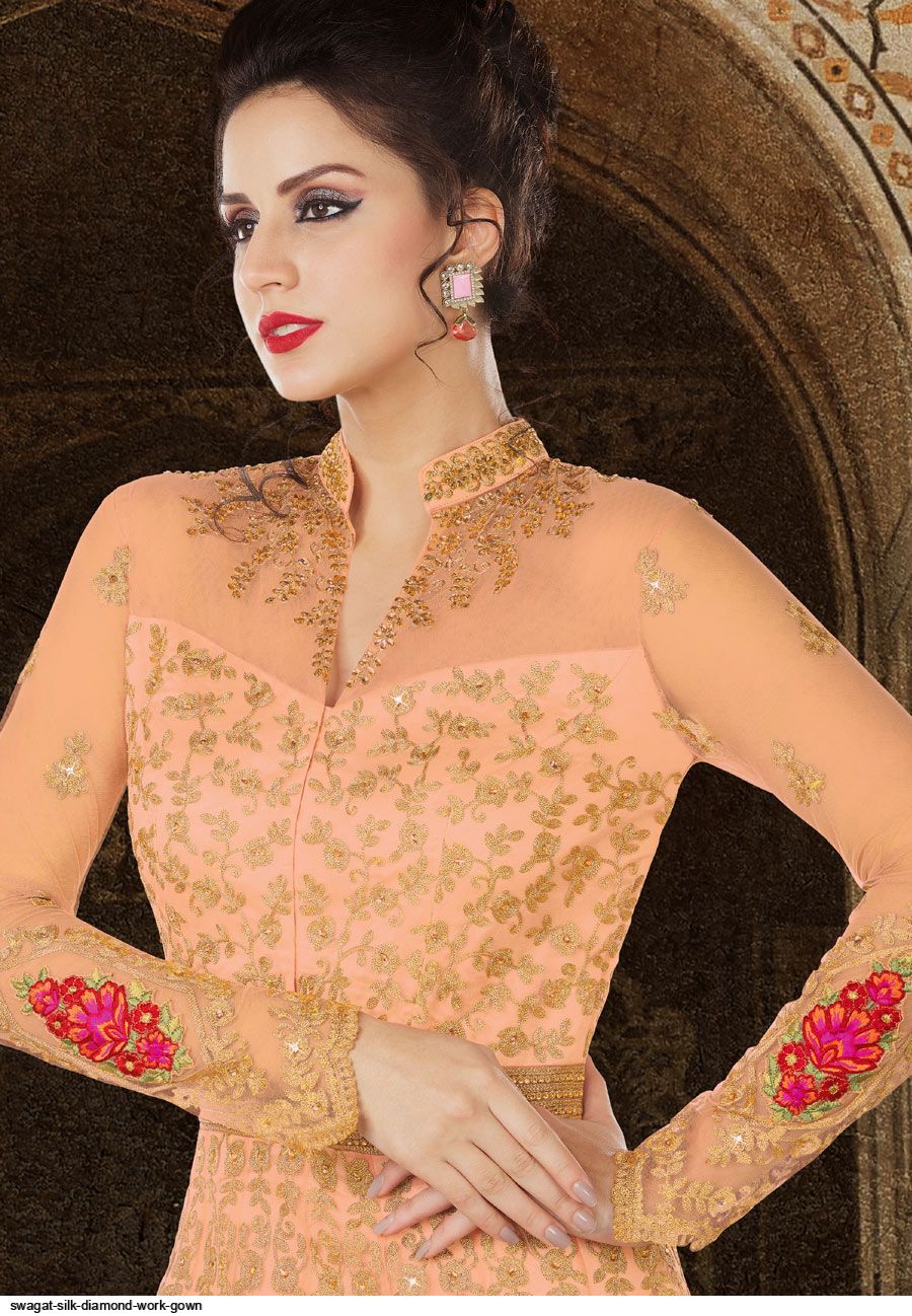 SWAGAT silk Diamond WORK GOWN