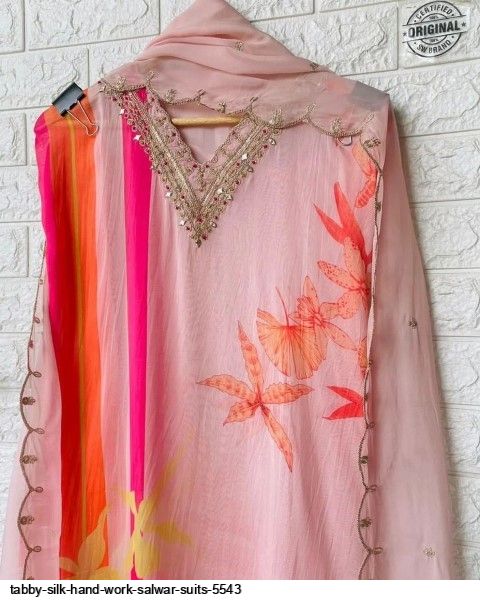 Tabby silk hand work SALWAR SUITS 5543