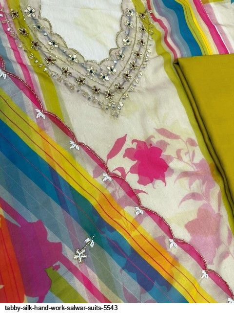 Tabby silk hand work SALWAR SUITS 5543