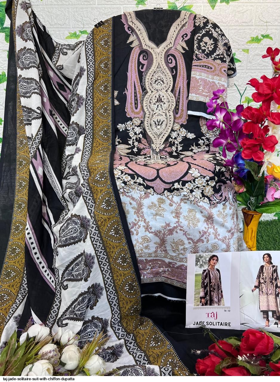 Taj Jade Solitaire SUIT WITH CHIFFON DUPATTA