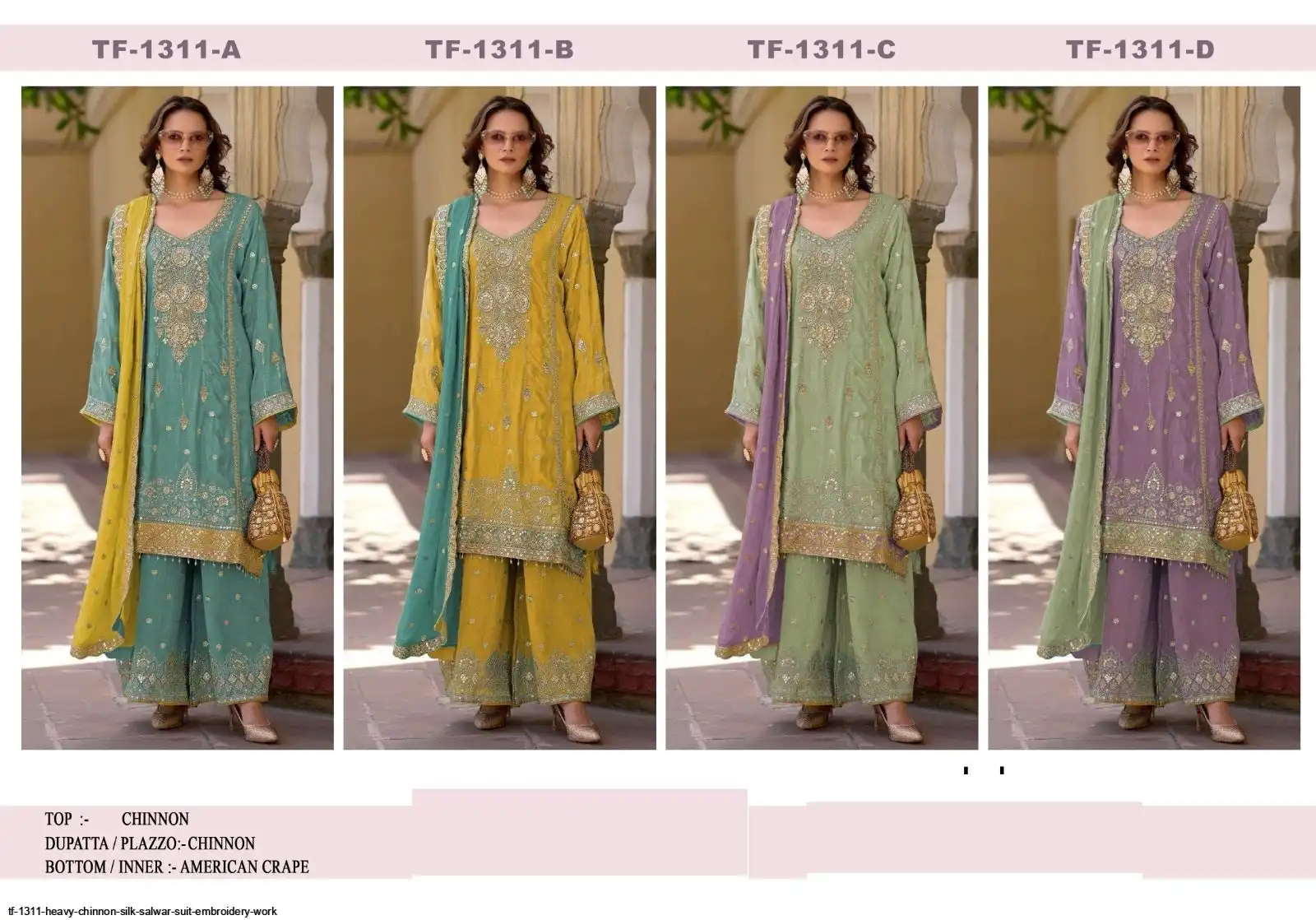 TF-1311 Heavy Chinnon Silk Salwar Suit - Wholesale India