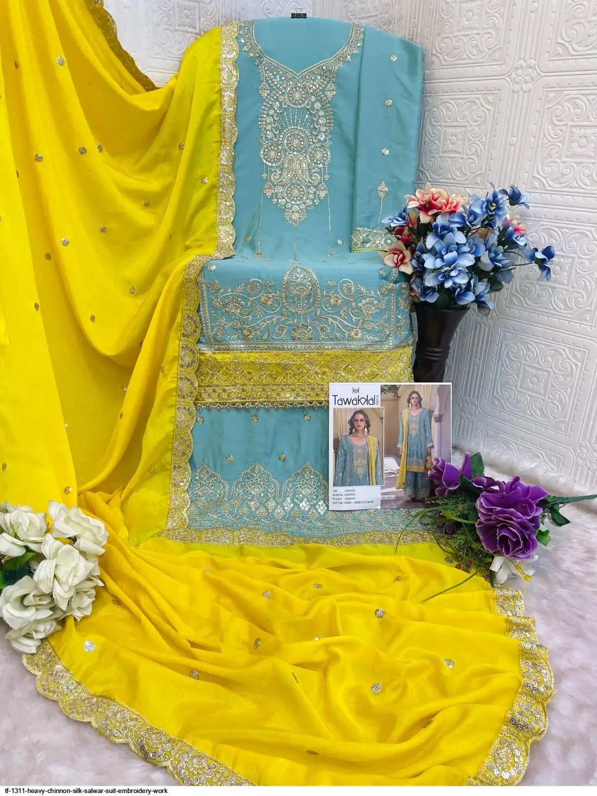 TF-1311 Heavy Chinnon Silk Salwar Suit - Wholesale India