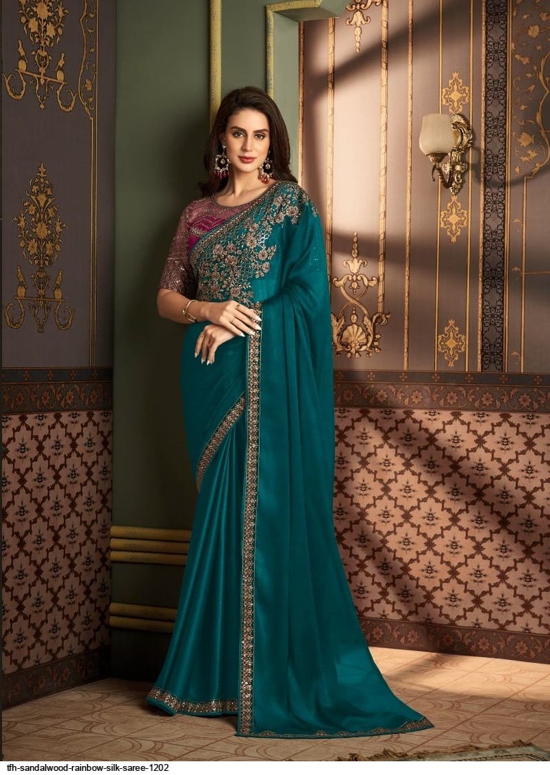 TFH SANDALWOOD Rainbow Silk SAREE 1202