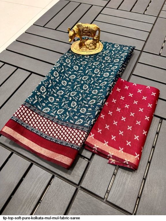 Tip Top Soft Pure Kolkata Mul Mul Fabric saree