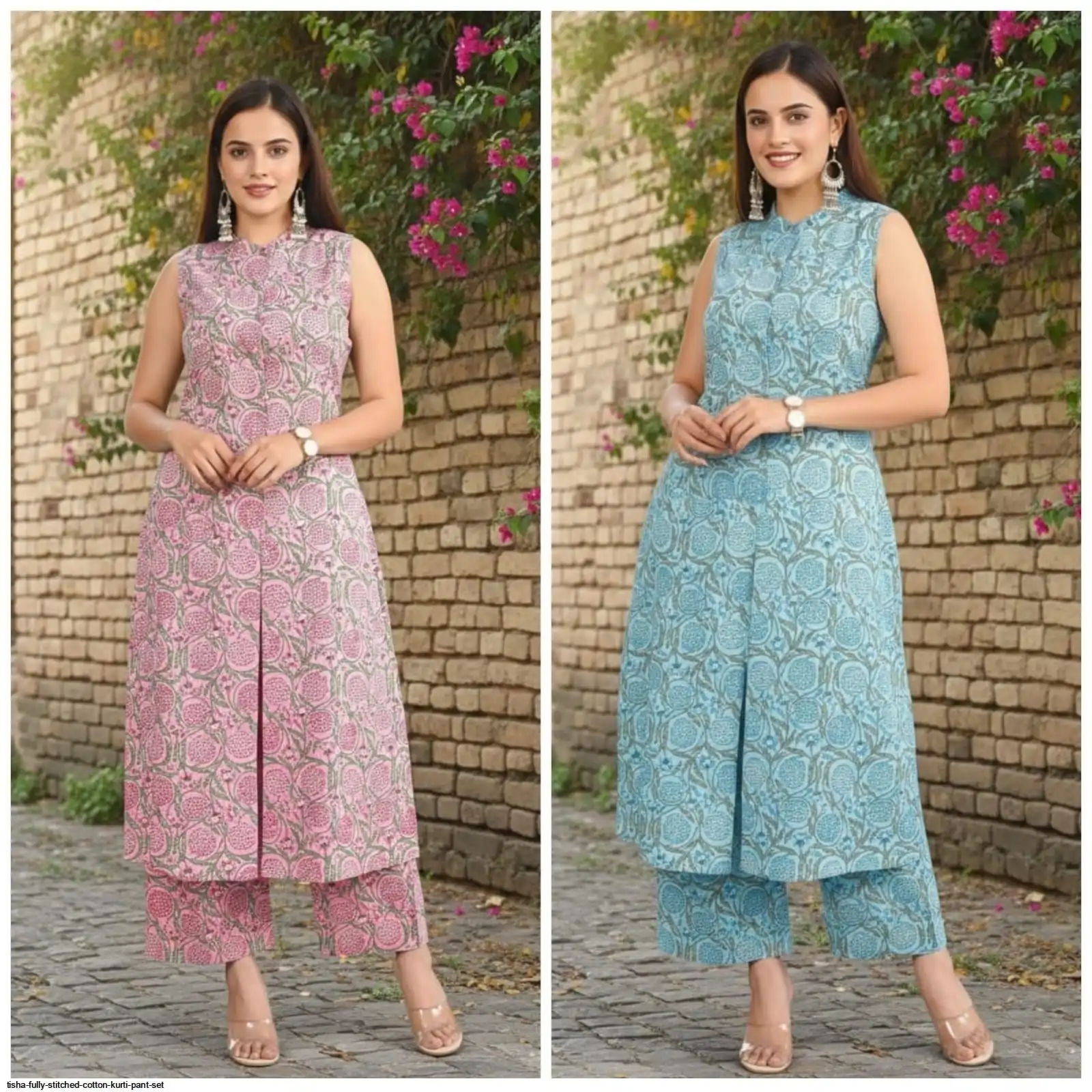 TISHA Cotton Kurti Pant Set Wholesale | Fully Stitched